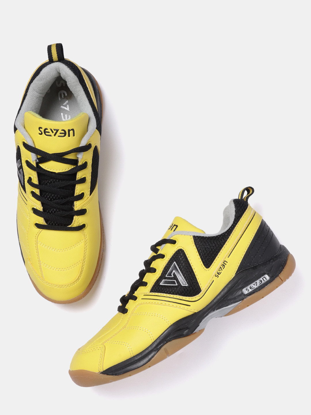 Buy SEVEN By MS Dhoni Men Yellow Badminton Shoes - Sports Shoes for Men ...