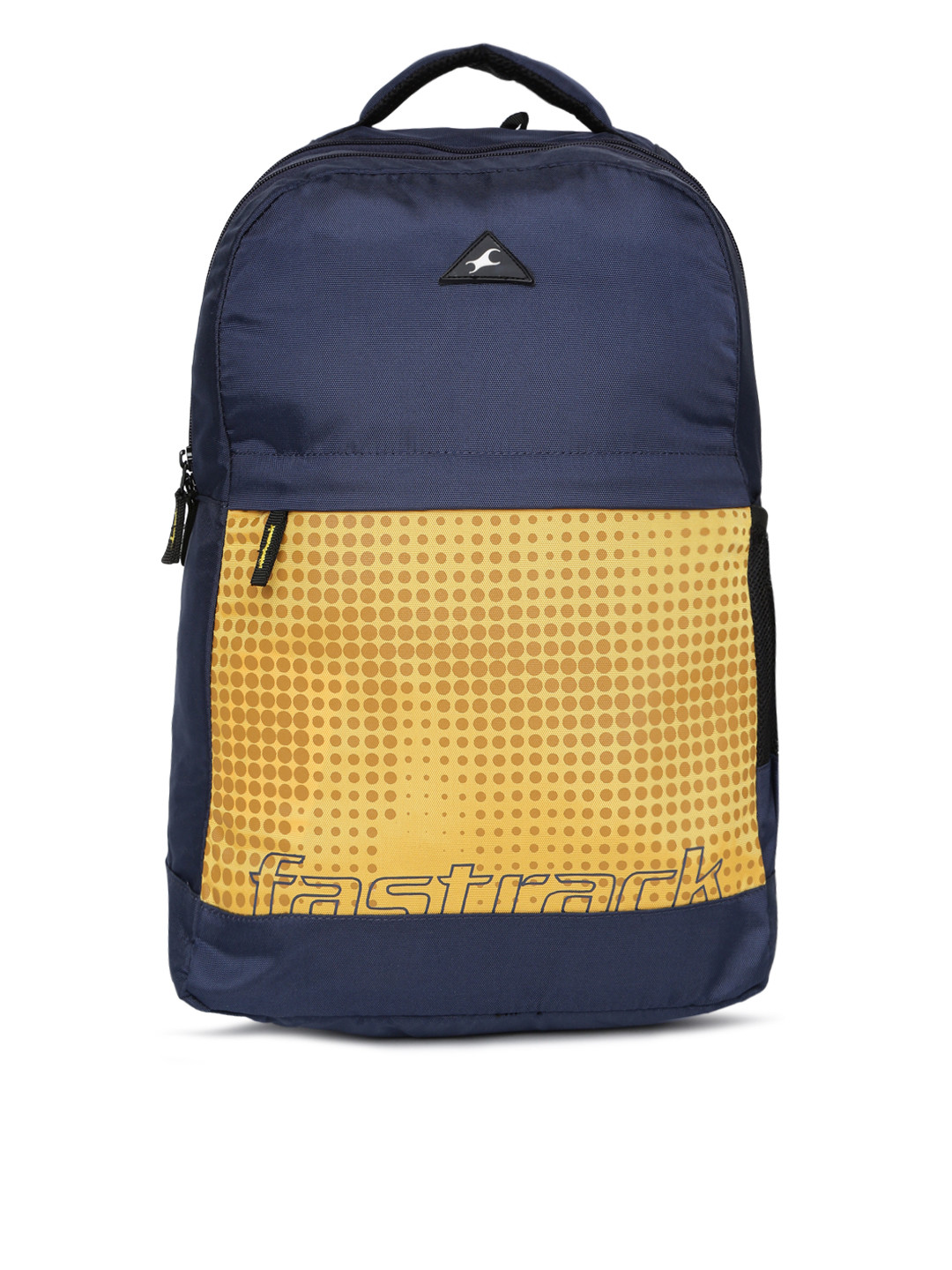 Buy Fastrack Men Navy Blue & Mustard Colourblocked Backpack - Backpacks ...