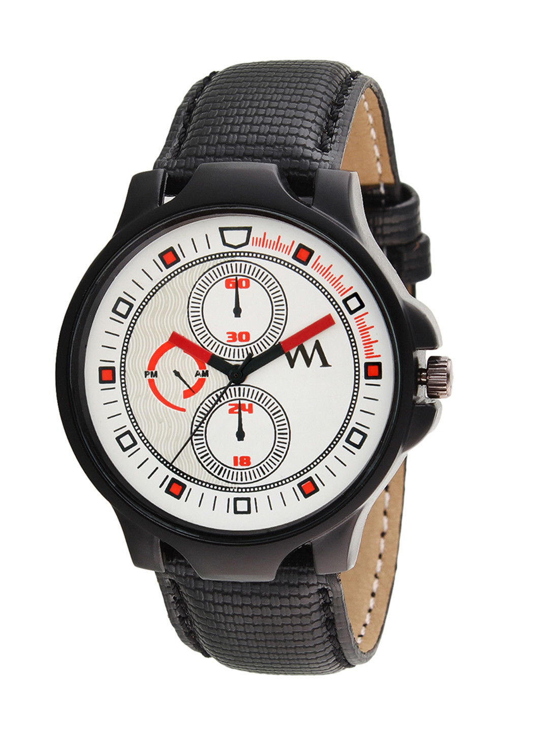 Buy WM Men Off White & Black Analogue Leather Watch WMAL 356new ...