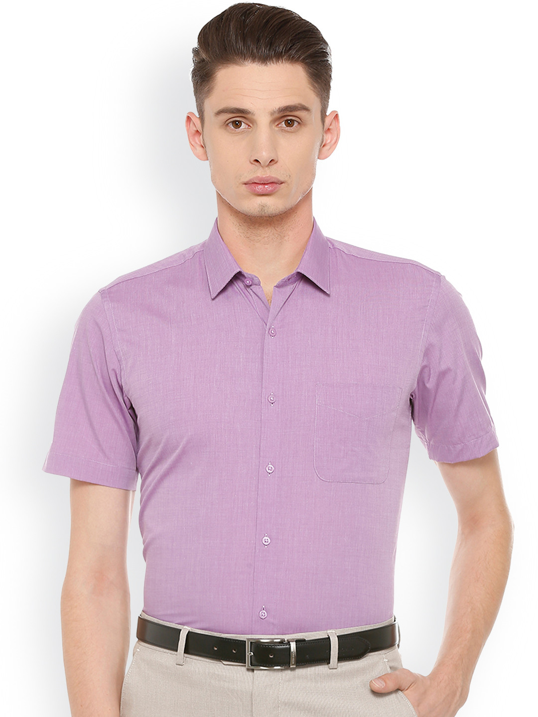 Buy Peter England Men Purple Regular Fit Solid Formal Shirt - Shirts ...