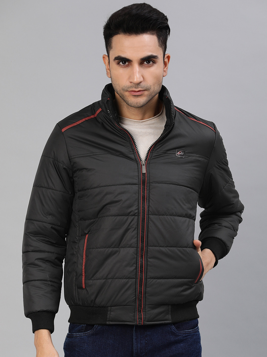 Buy Fort Collins Men Black Solid Padded Jacket - Jackets for Men ...