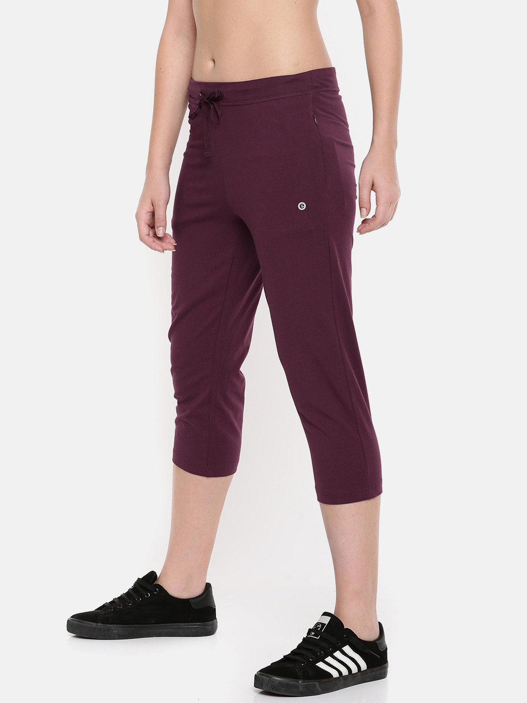 Buy Enamor Women Maroon Slim Fit 3/4th Capris Lounge Pants - Capris for ...
