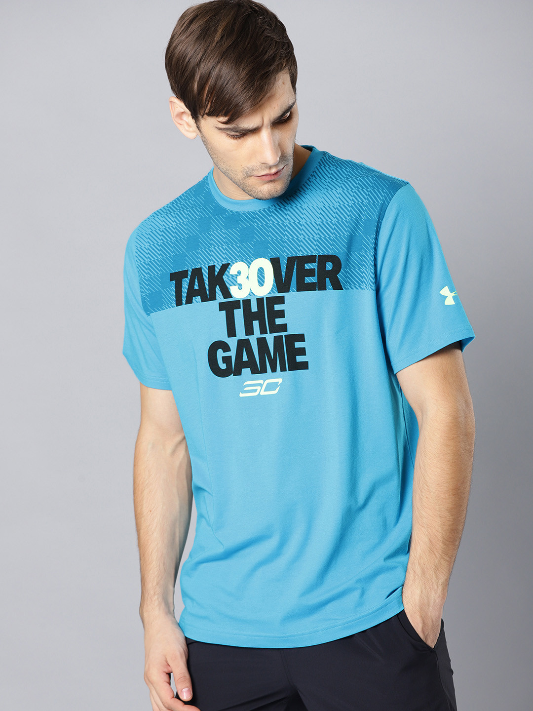 Buy UNDER ARMOUR Men Blue Printed SC30 Takeover Basketball T Shirt ...