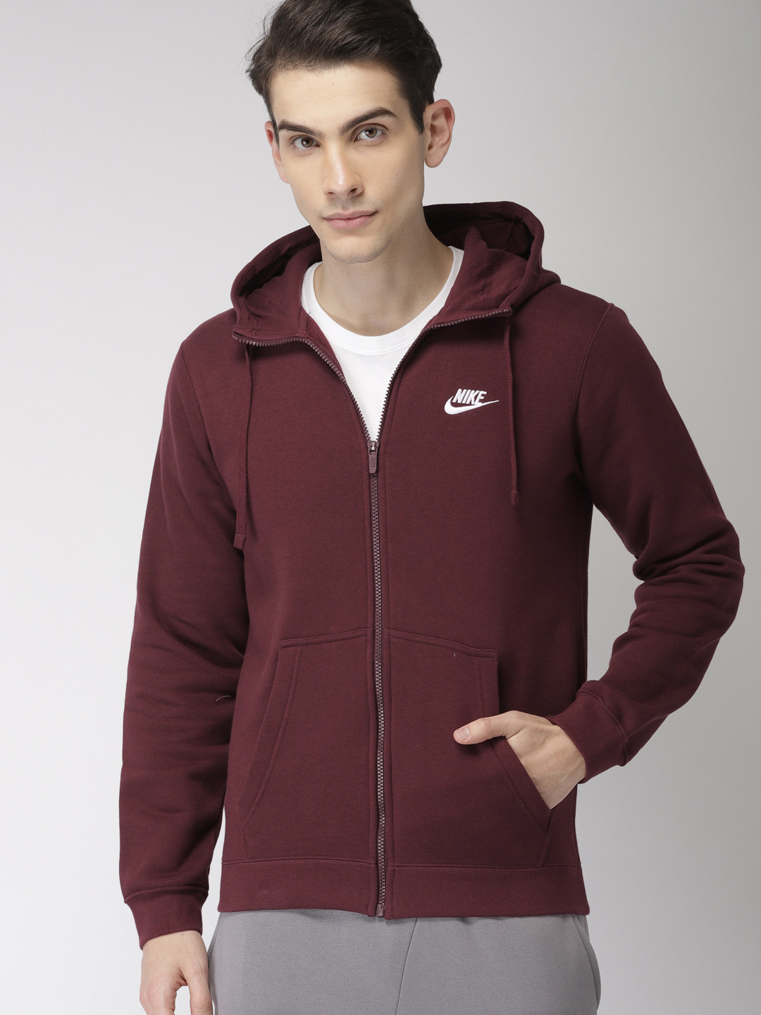 Buy Nike Men Maroon Solid Sporty Jacket - Jackets for Men 7616801 | Myntra