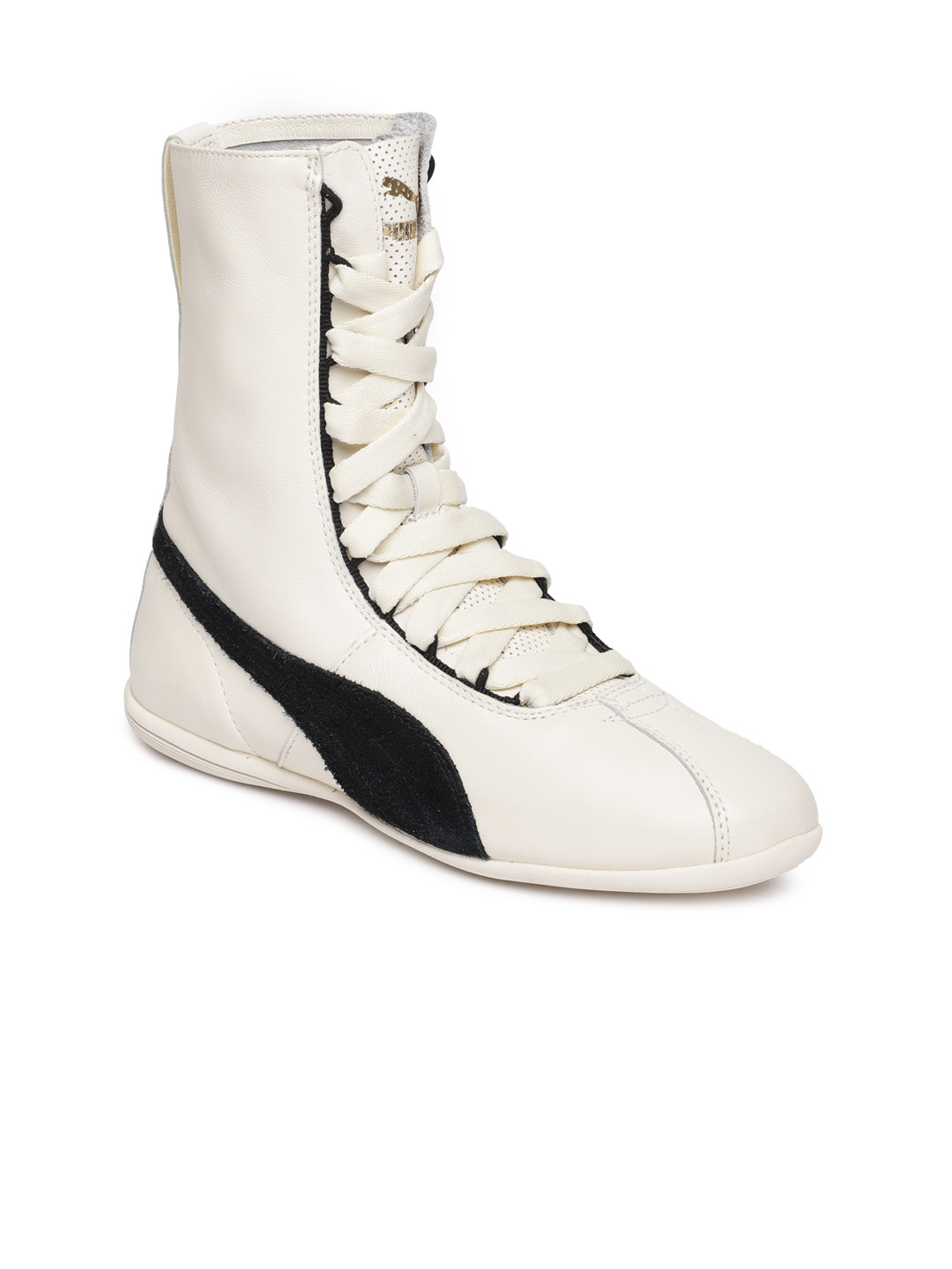 Buy Puma Women Off White Eskiva High Top Leather Sneakers - Casual ...