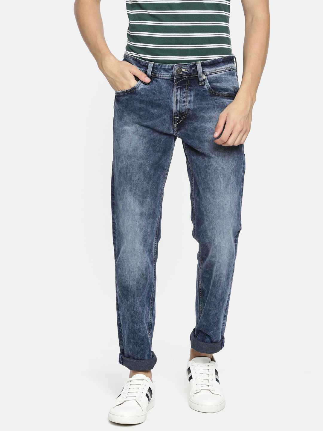 Buy Killer Men Blue Slank Slim Fit Mid Rise Clean Look Stretchable ...