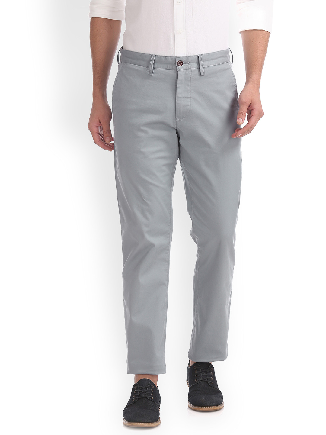 Buy GANT Men Grey Regular Fit Solid Chinos - Trousers for Men 7651048 ...