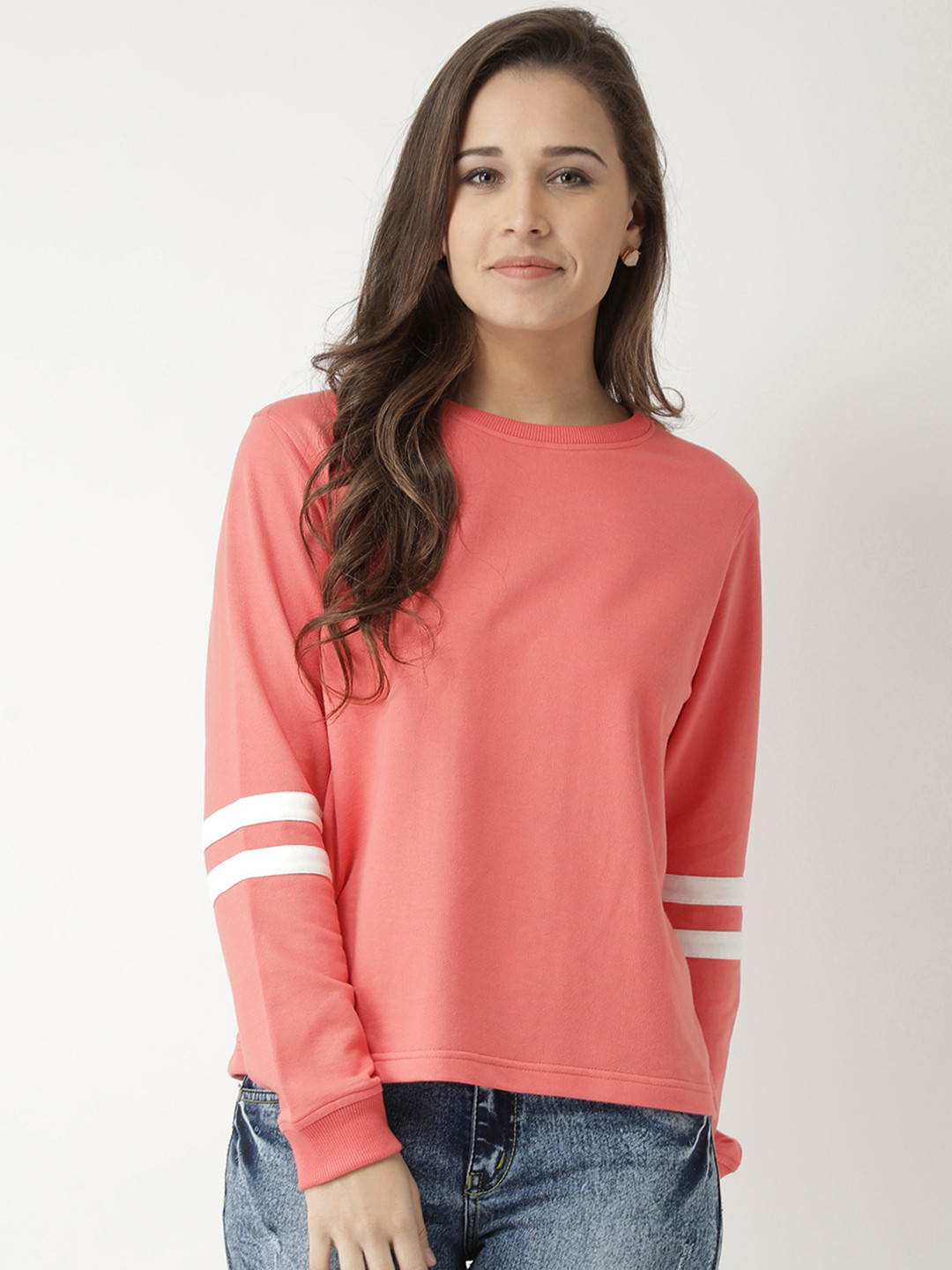 Buy Club York Women Coral Pink Solid Sweatshirt - Sweatshirts for Women ...