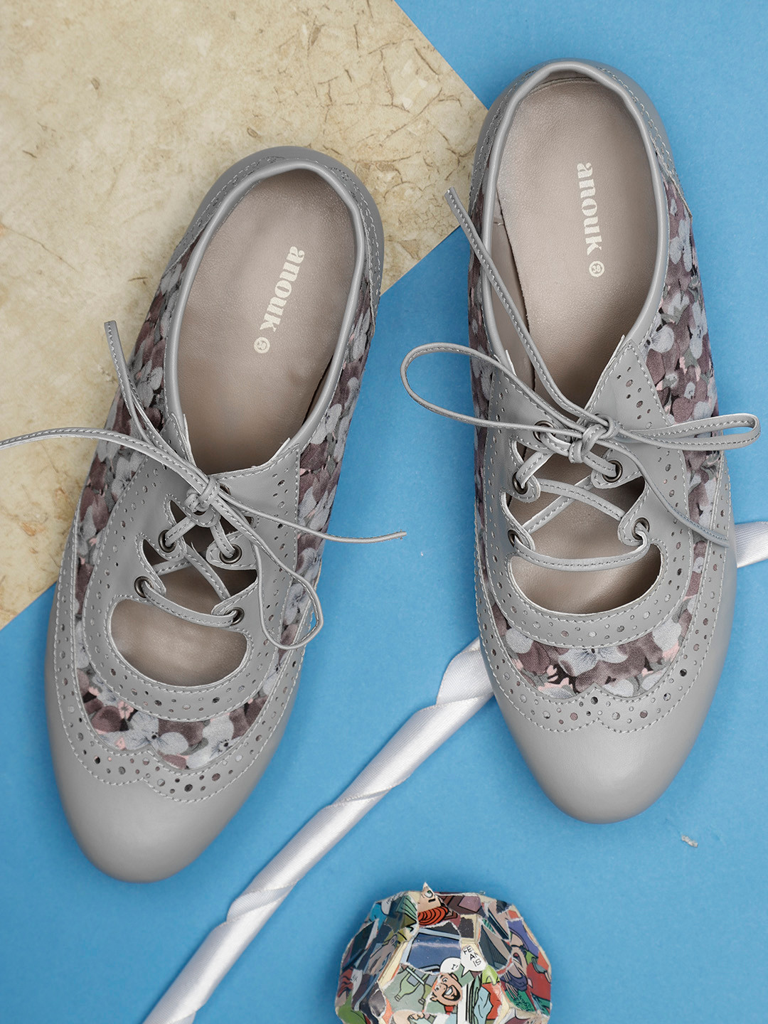 Buy Anouk Women Grey Printed Brogues - Casual Shoes for Women 7664131 ...