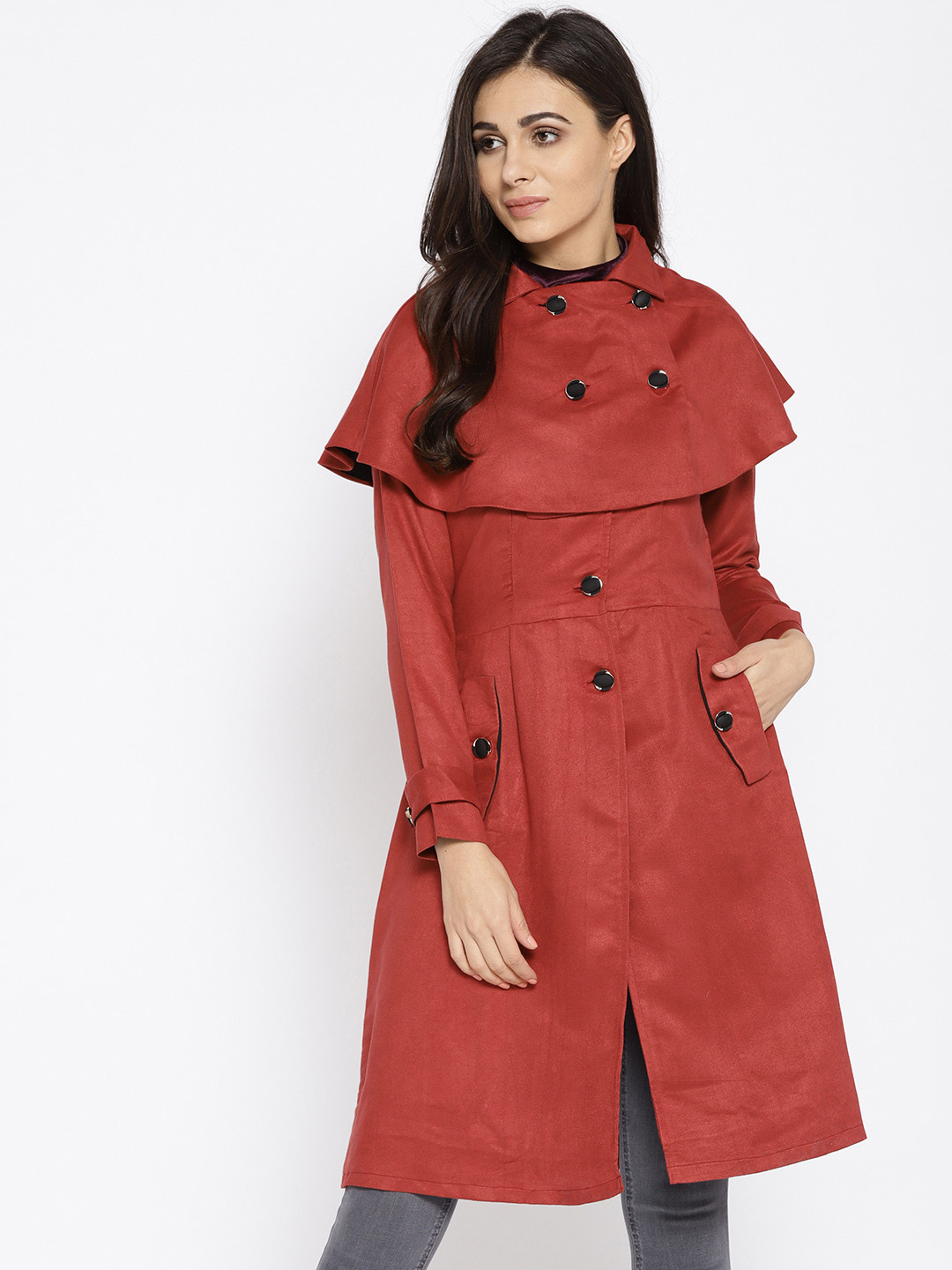 Buy Athena Red Trenchcoat - Coats for Women 7687187 | Myntra
