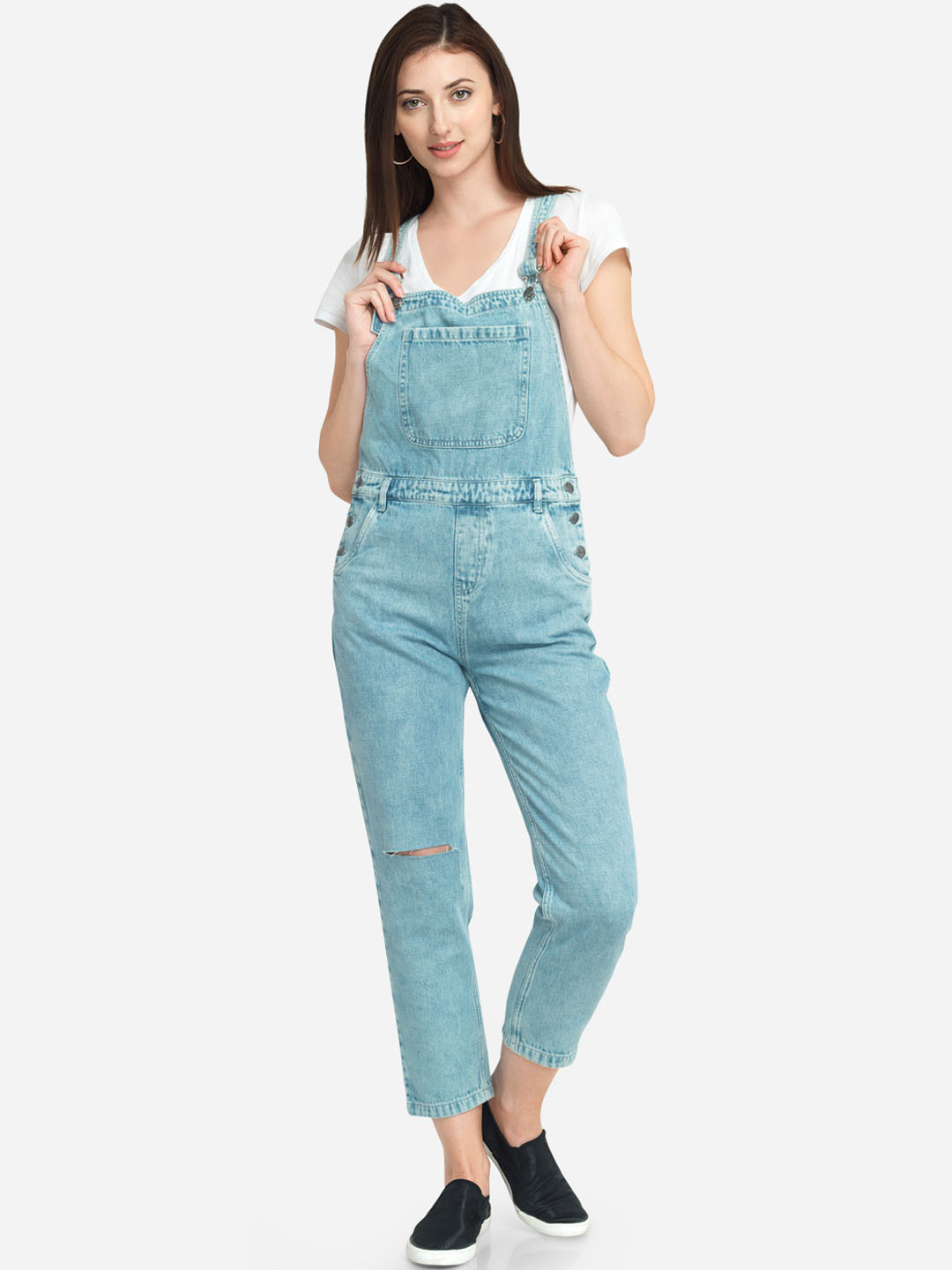 Buy Women Blue Denim Dungarees - Dungarees for Women 7689942 | Myntra