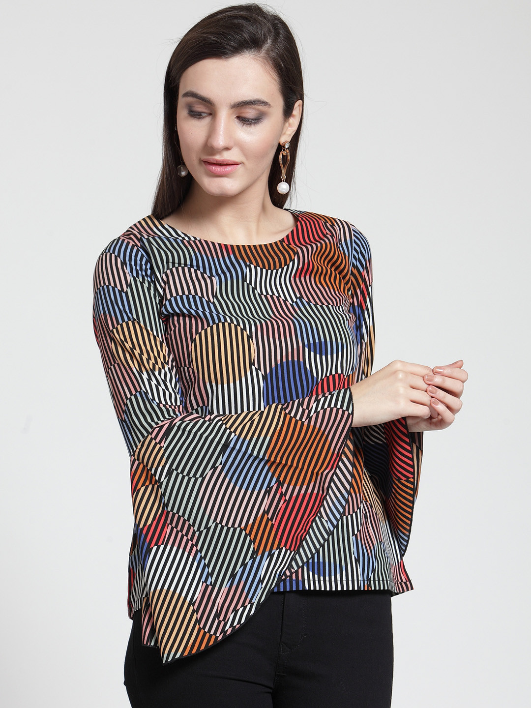 Buy PlusS Women Multicoloured Striped A Line Top - Tops for Women ...