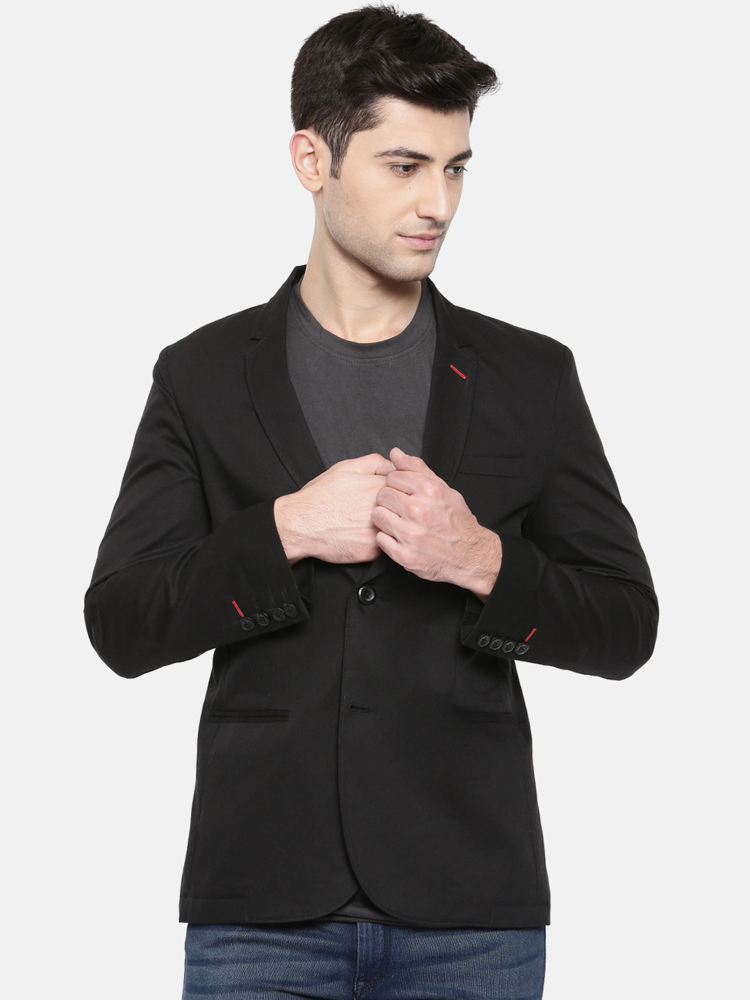 Buy The Indian Garage Co Men Black Solid Regular Fit Casual Single ...