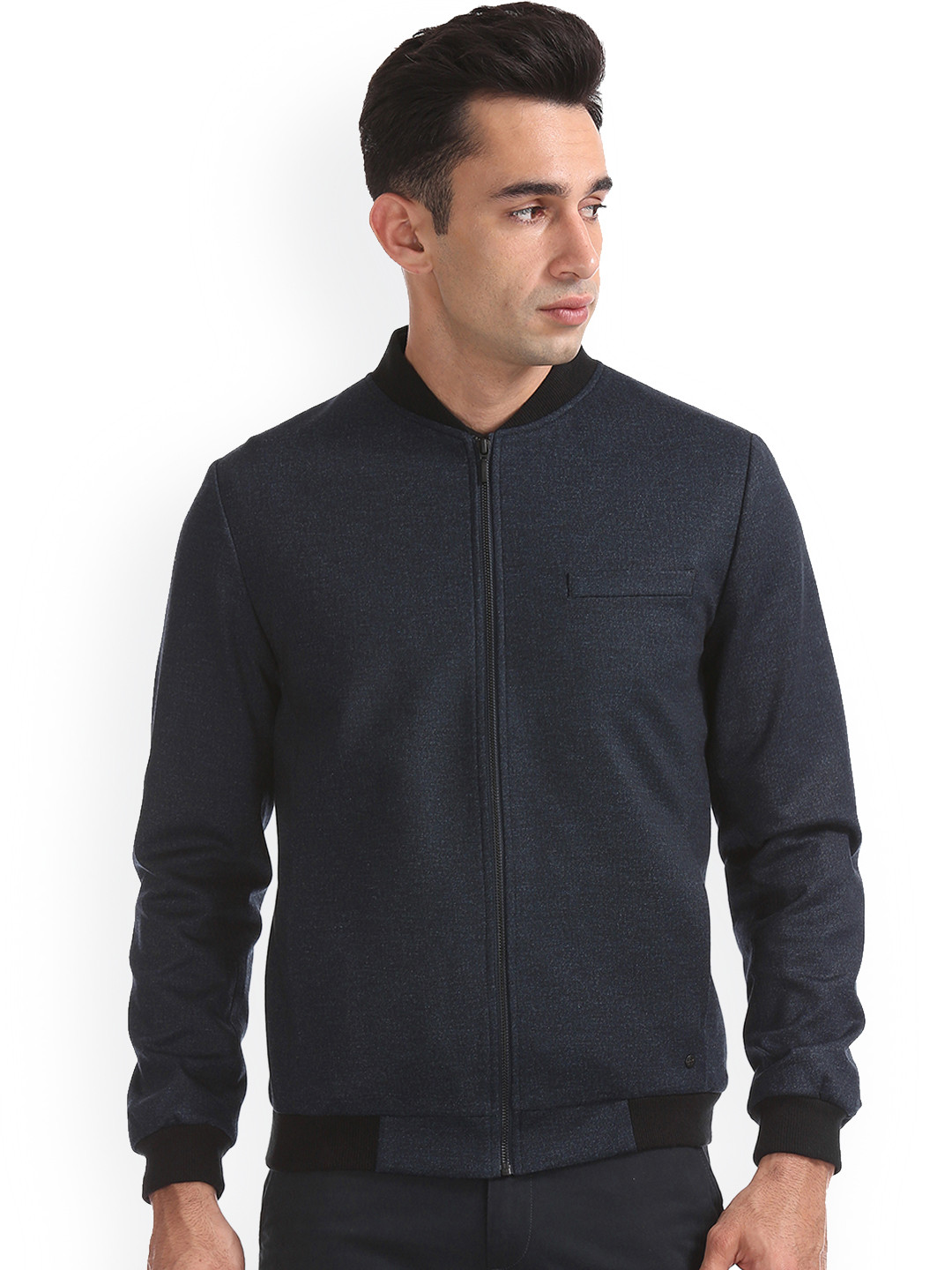 Buy Arrow New York Men Blue Solid Bomber Jacket - Jackets for Men ...