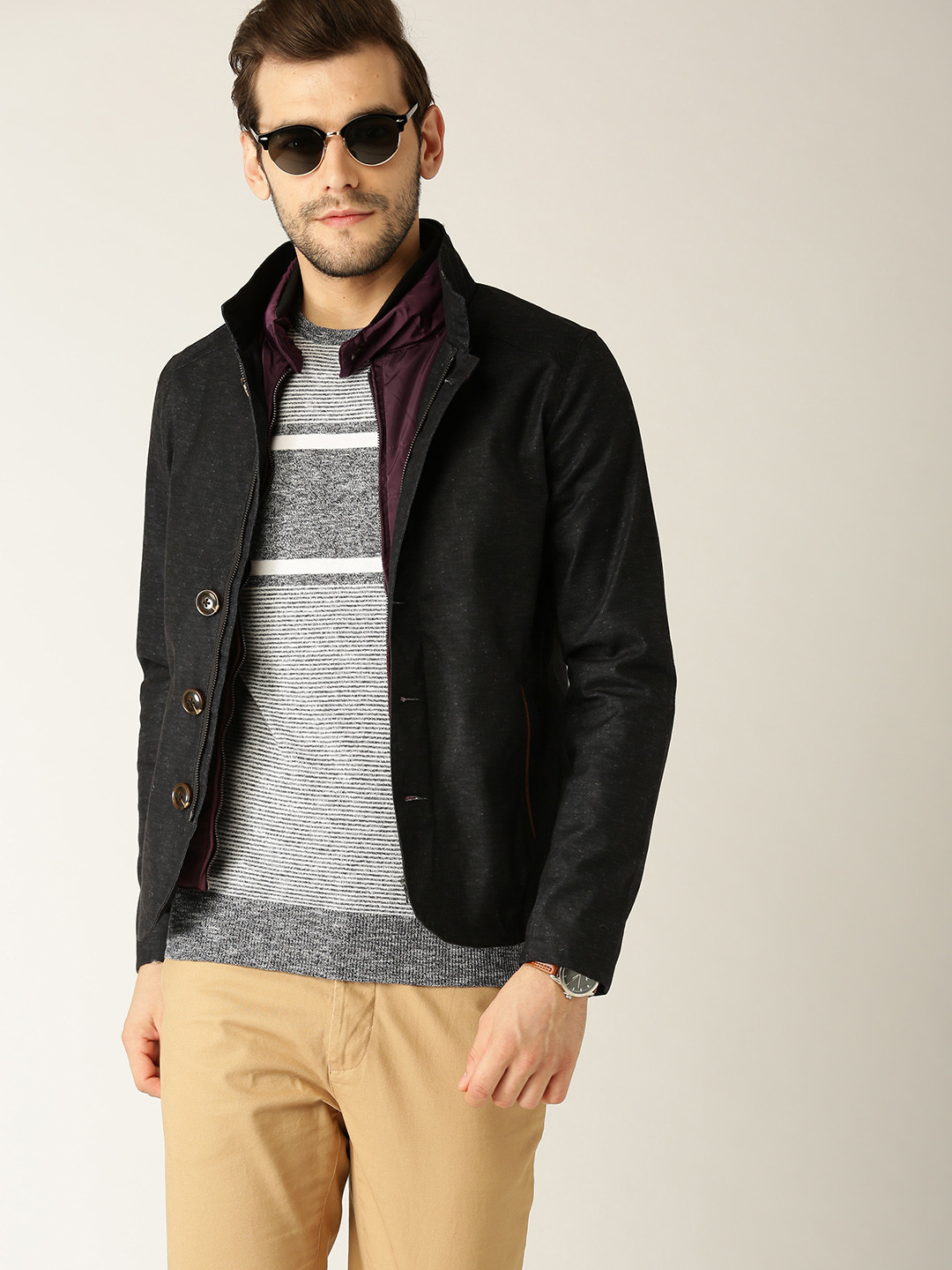 Buy United Colors Of Benetton Men Black Solid Tailored Jacket - Jackets ...