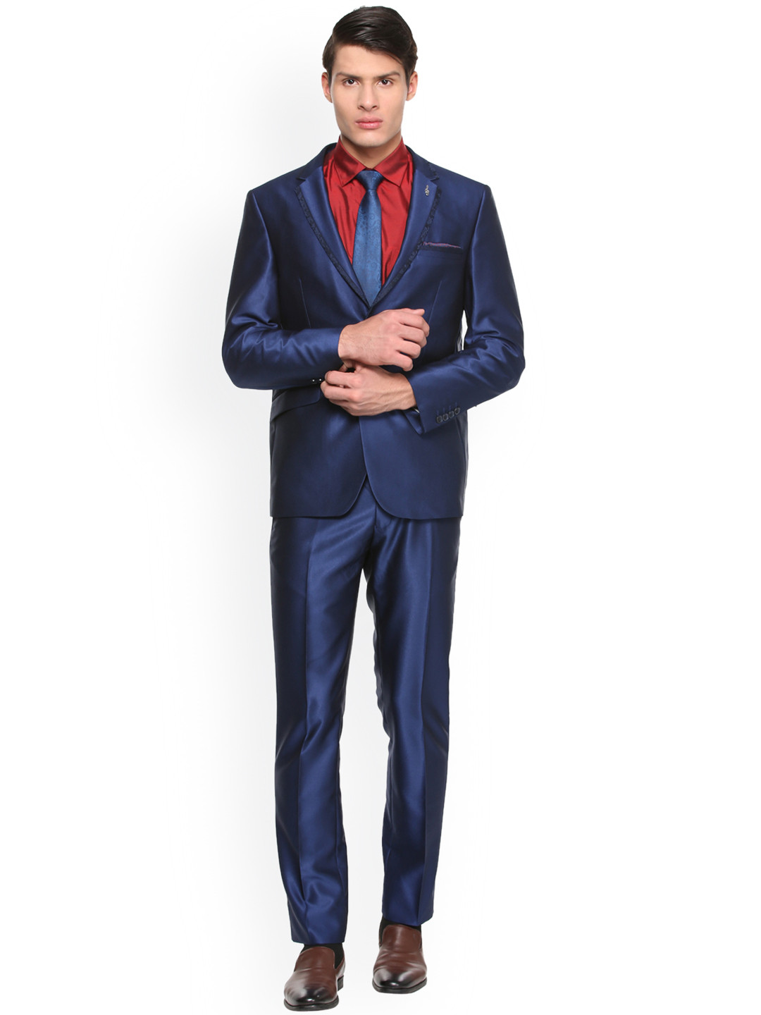 Buy Van Heusen Men Blue Solid Slim Fit Party Suit - Suits for Men ...