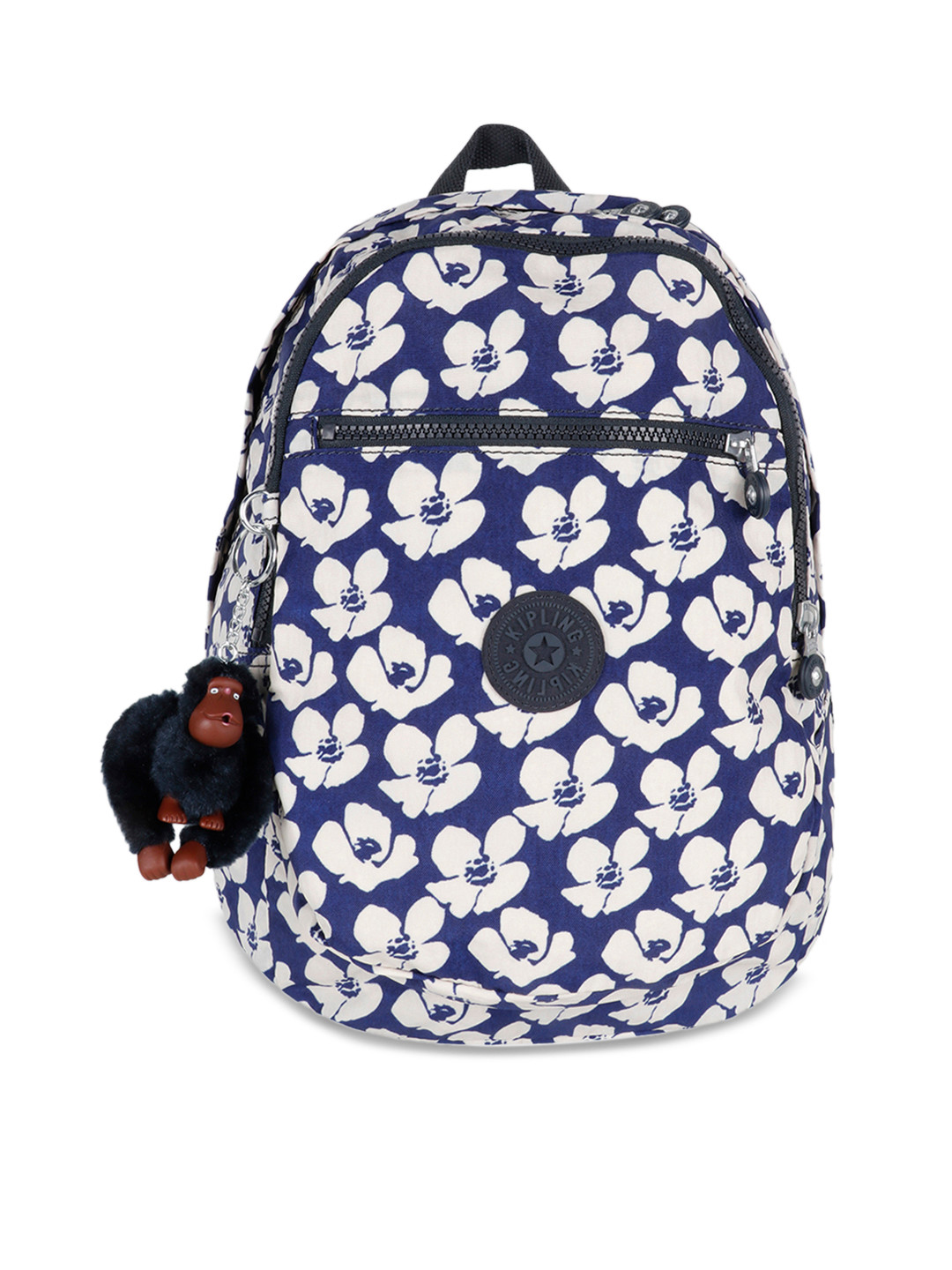 Buy Kipling Women Navy Blue & White Floral Print Backpack - Backpacks ...