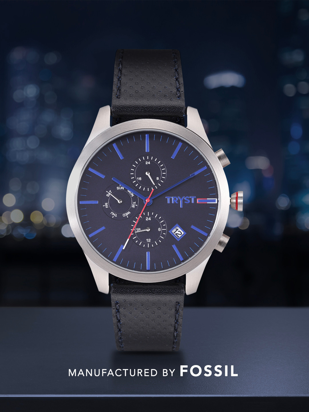 Buy TRYST Manufactured & Serviced By Fossil Men Navy Blue Watch ...