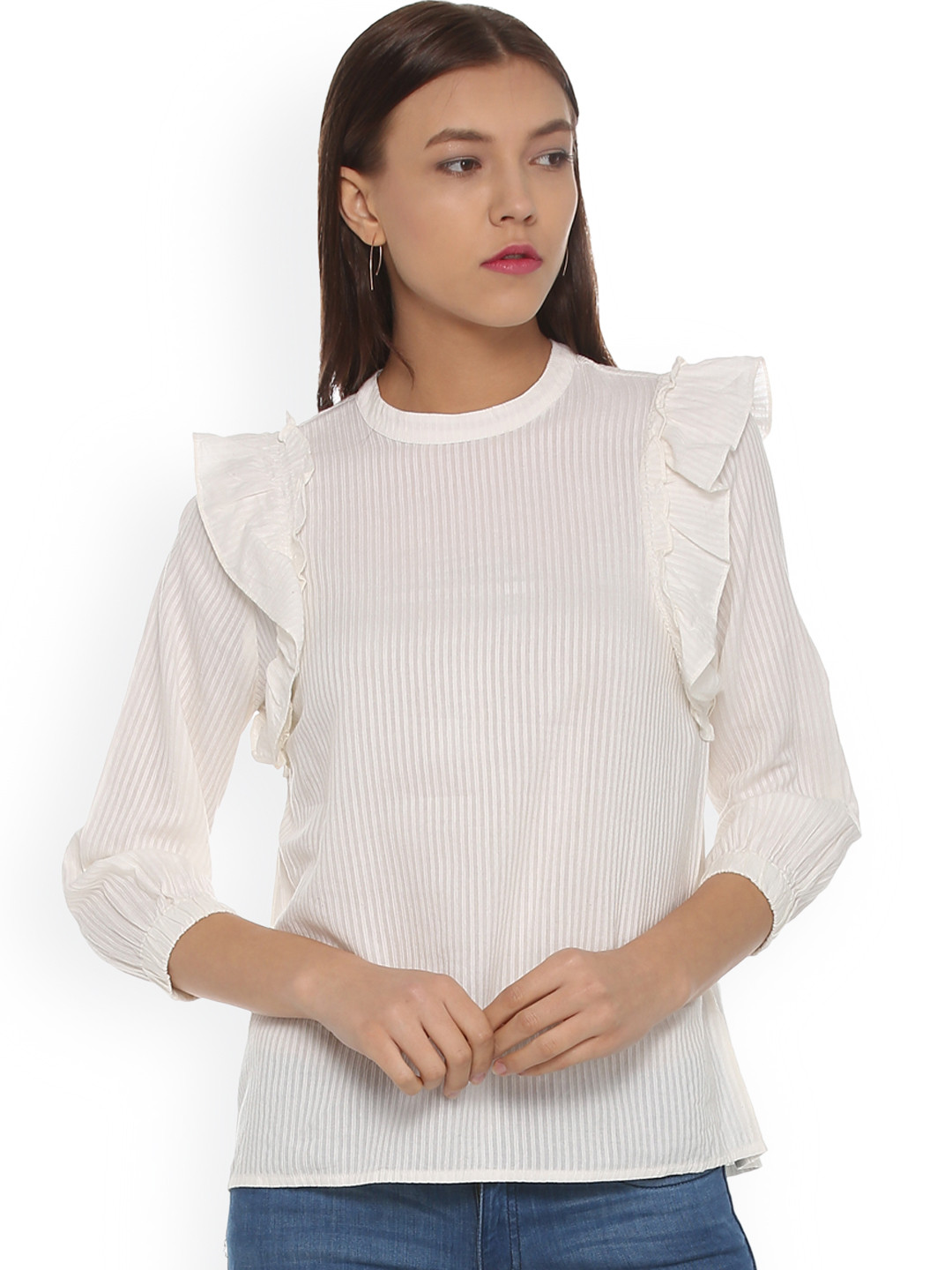 Buy People Women White Striped Top - Tops for Women 7743808 | Myntra