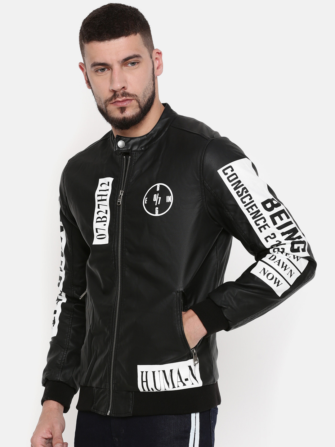 Buy Being Human Men Black Printed Tailored Jacket - Jackets for Men ...