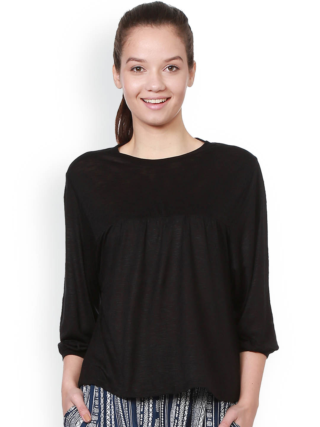 Buy People Women Black Solid Top - Tops for Women 7744928 | Myntra