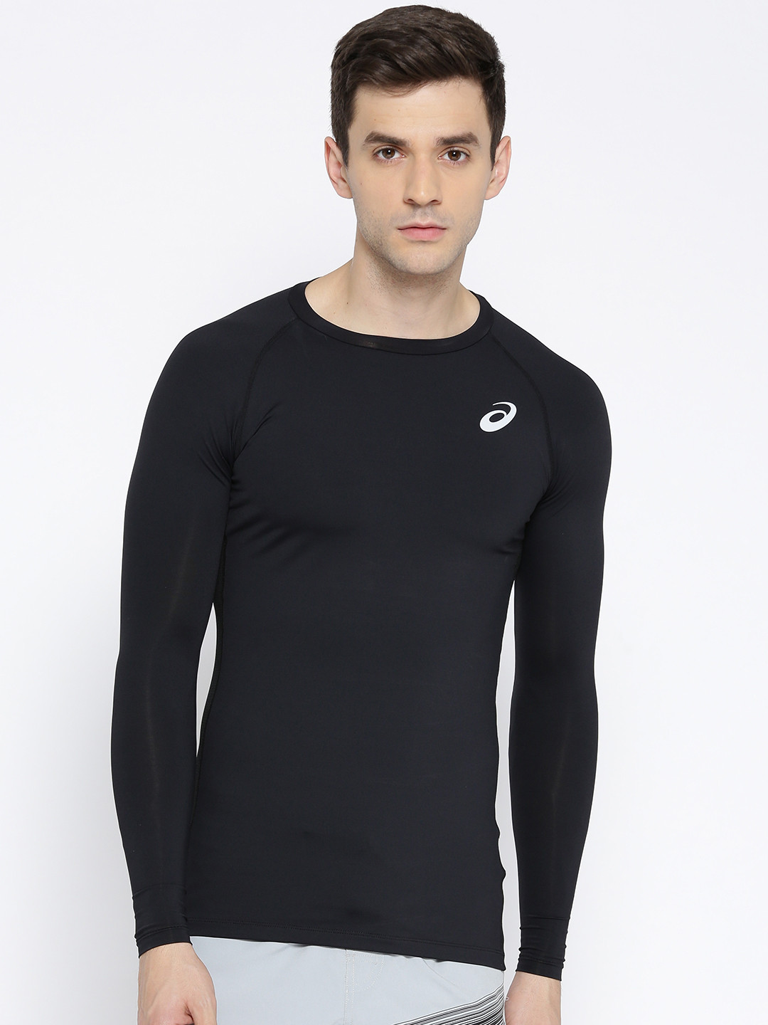 Buy ASICS Men Black Solid Conditioning LS Round Neck Training T Shirt ...