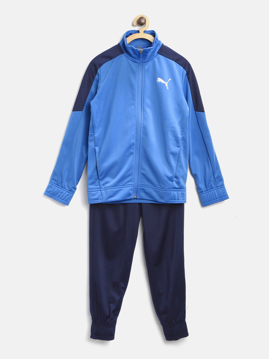 Buy Puma Boys Blue Large Logo Tricot Suit Turkish Sea Solid Tracksuit ...
