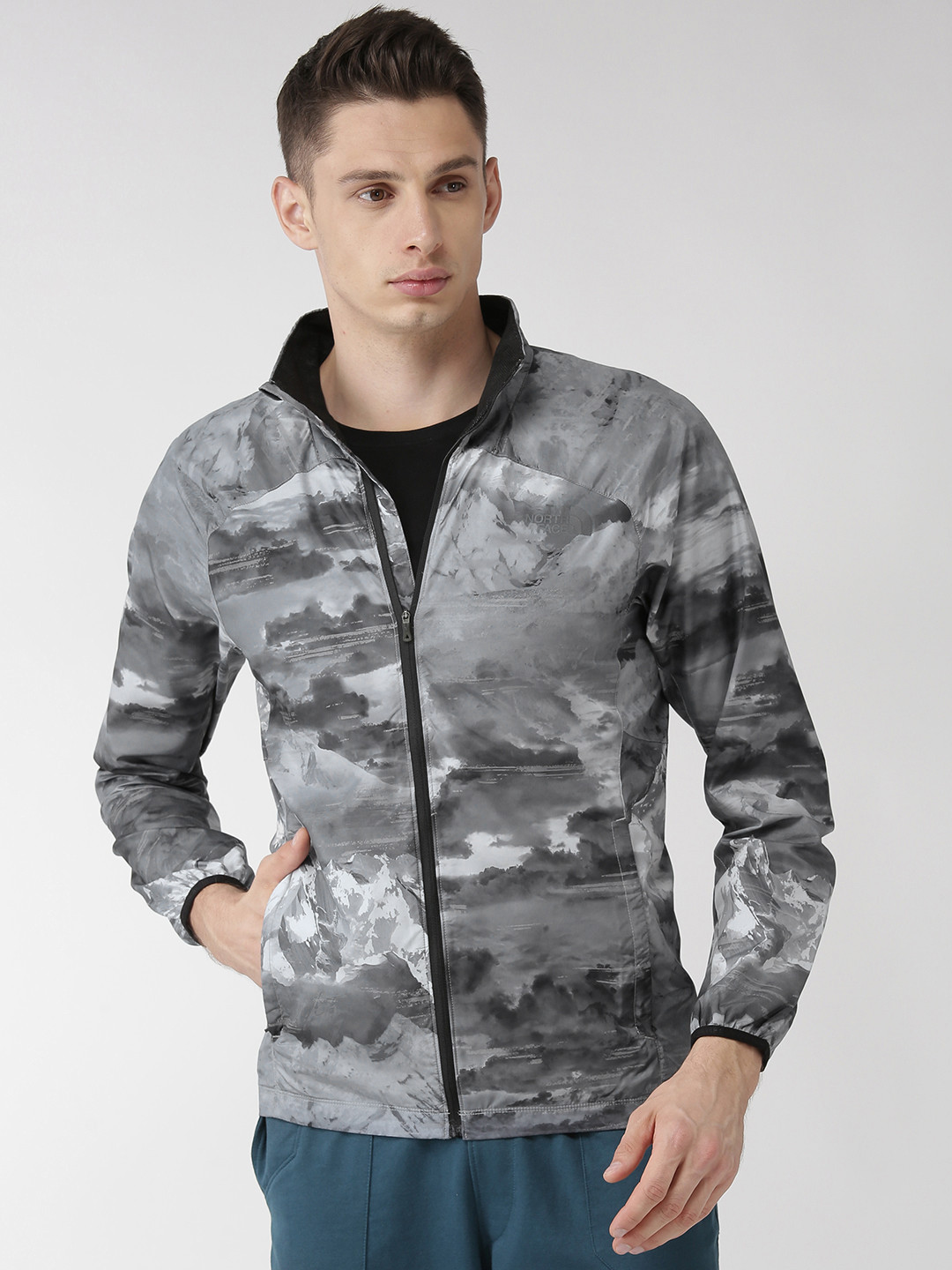 Buy The North Face Men Grey Printed Ambition Running Jacket - Jackets ...