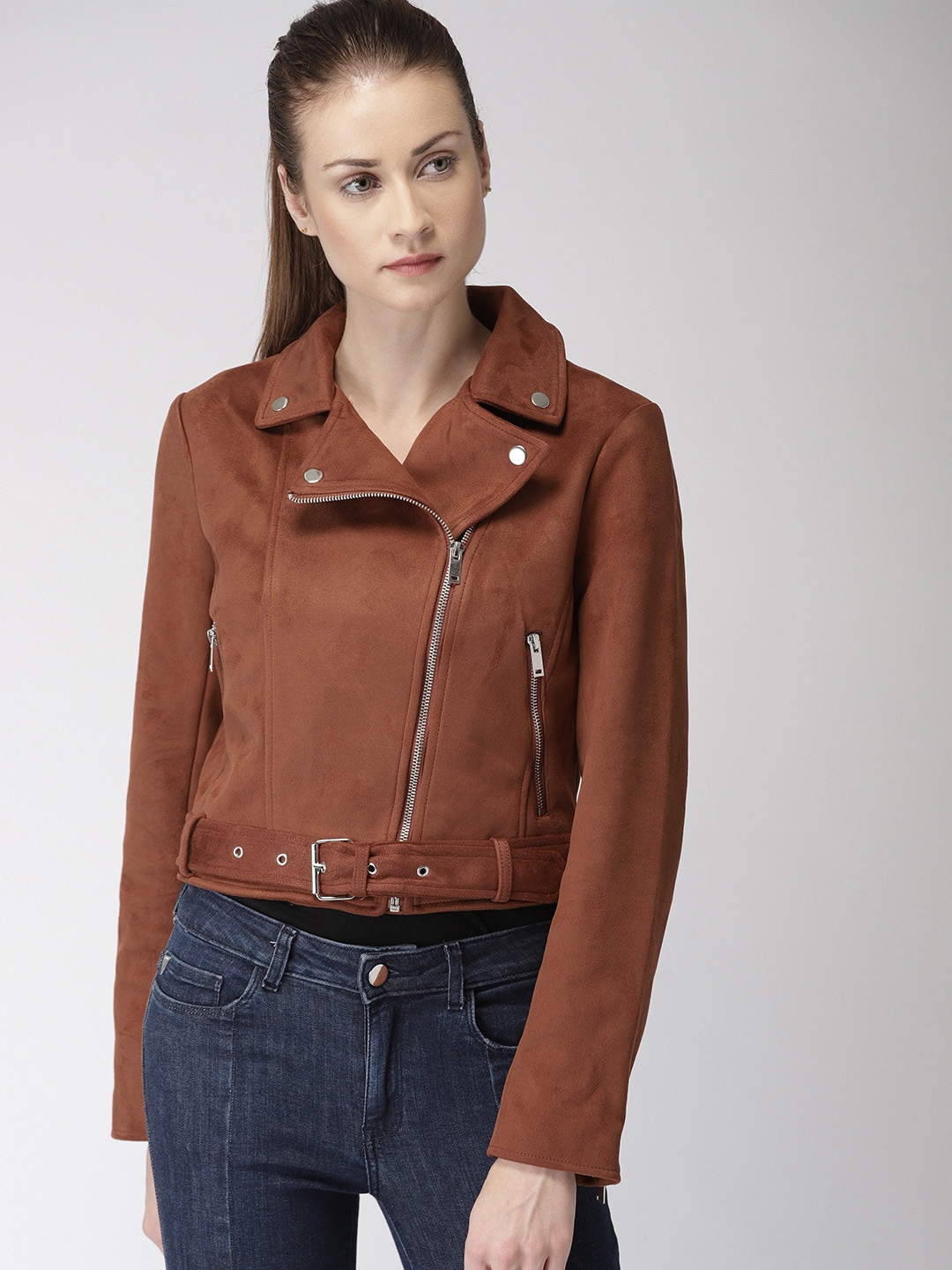 Buy FOREVER 21 Women Brown Solid Biker Jacket - Jackets for Women ... Buy FOREVER 21 Women Brown Solid Biker Jacket - Jackets for Women ...