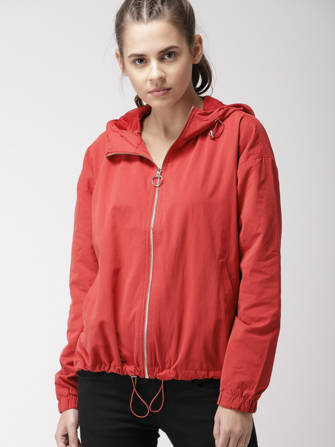 Buy FOREVER 21 Women Red Solid Sporty Jacket - Jackets for Women ...