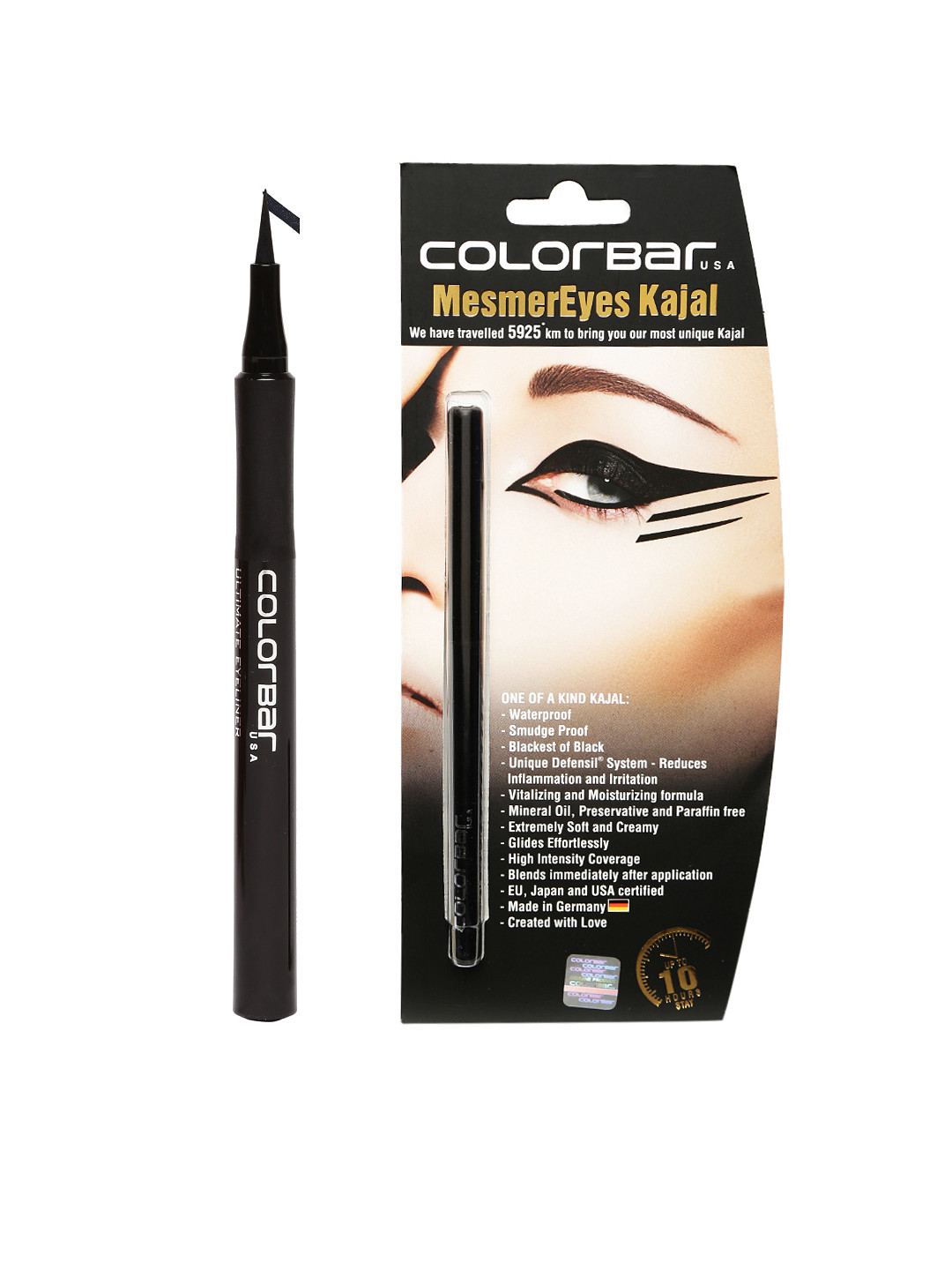 Buy Colorbar Ultimate Black Eyeliner & Black Mesmer Eyes Kajal - Makeup ...