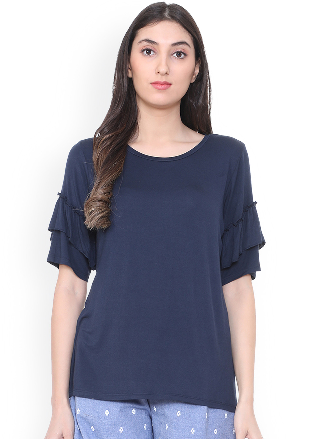 Buy People Women Navy Blue Solid Top - Tops for Women 7765563 | Myntra