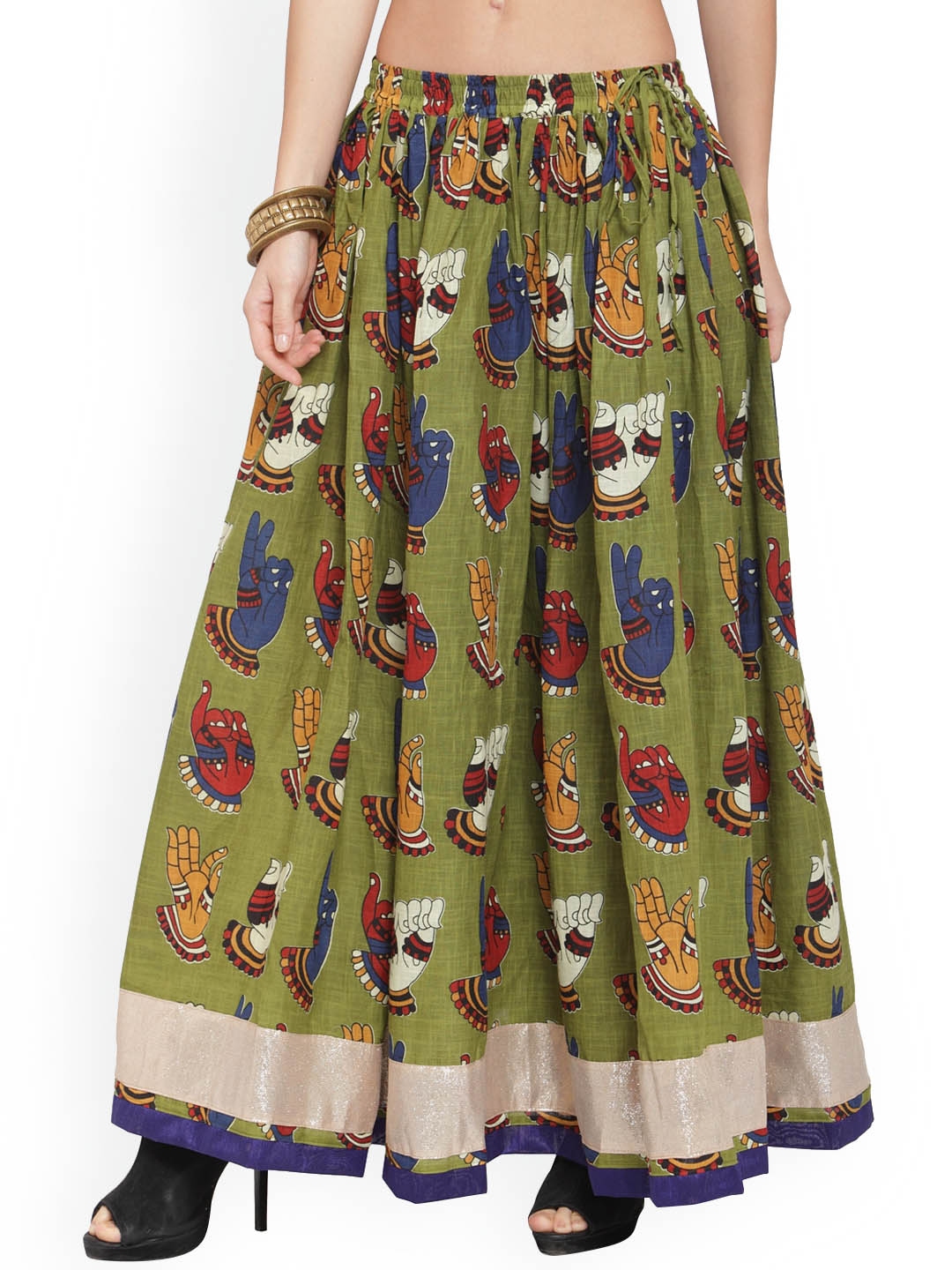 Buy Geroo Women Green Hand Block Print Maxi Flared Pure Cotton ... Buy Geroo Women Green Hand Block Print Maxi Flared Pure Cotton ...