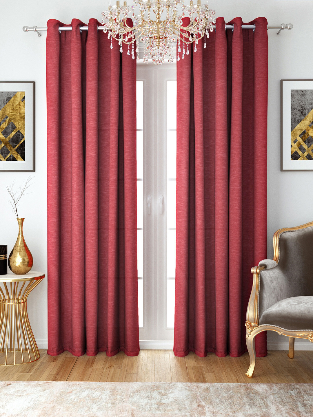 Buy Aura Red Room Darkening Door Curtains - Curtains And Sheers for ...