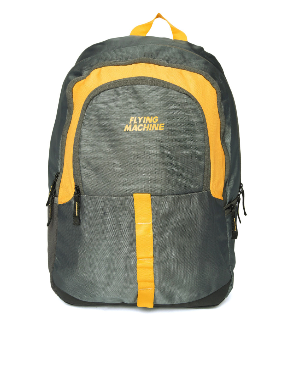 Buy Flying Machine Men Grey & Yellow Solid Laptop Backpack - Backpacks ...