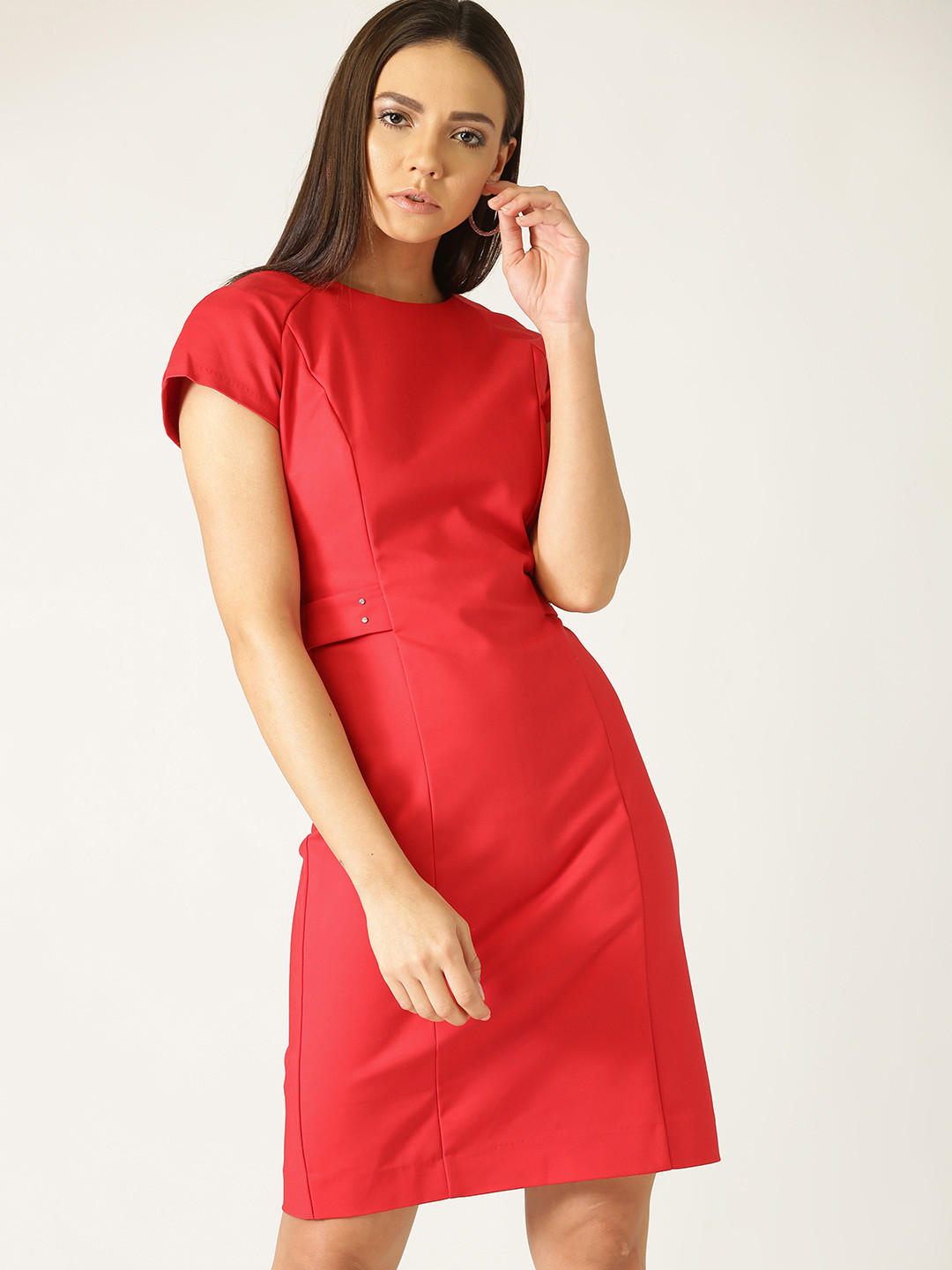 Buy MANGO Women Red Solid Sheath Dress - Dresses for Women 7770078 | Myntra