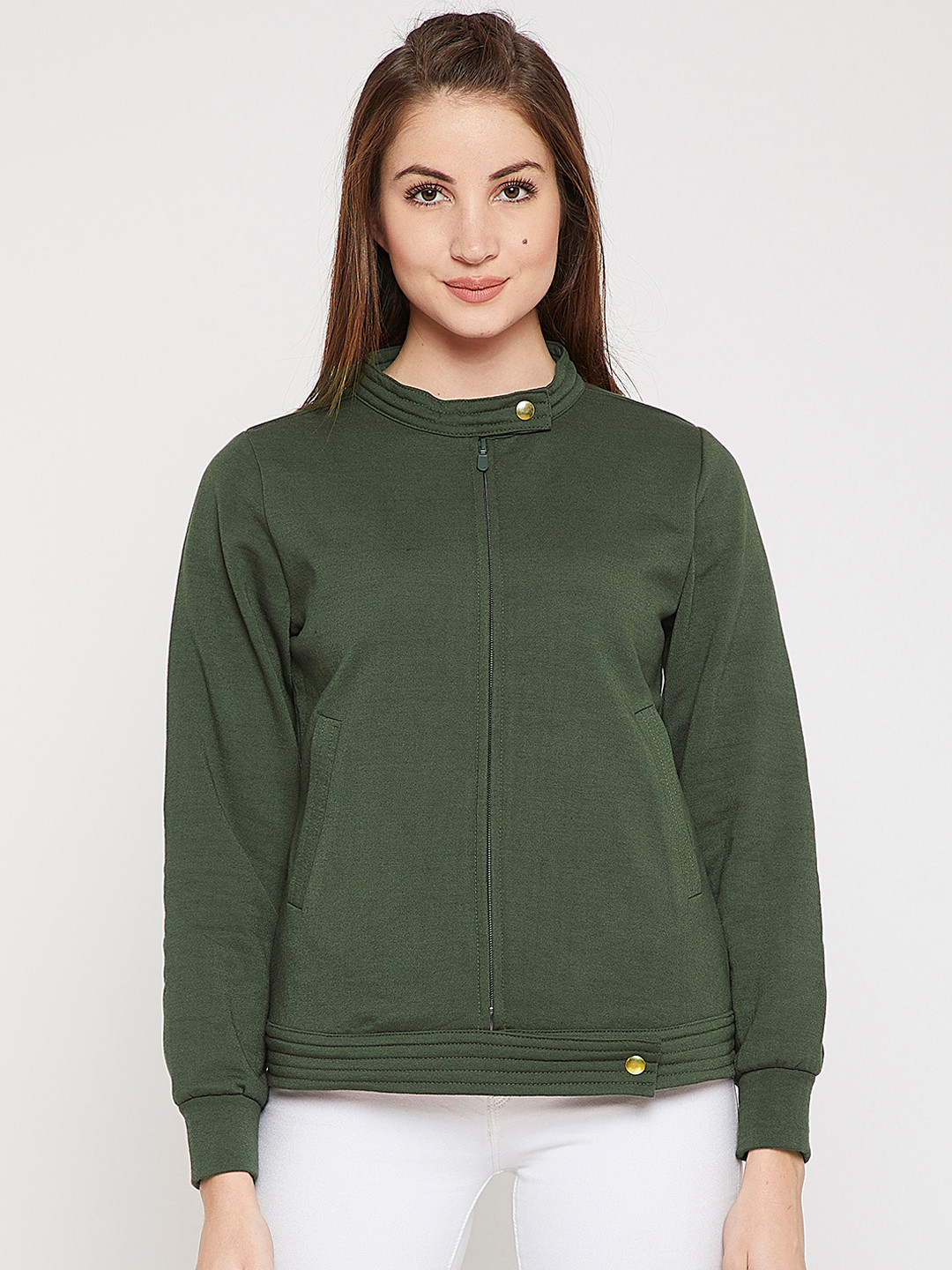 Buy RARE Women Green Solid Open Front Jacket - Jackets for Women ...