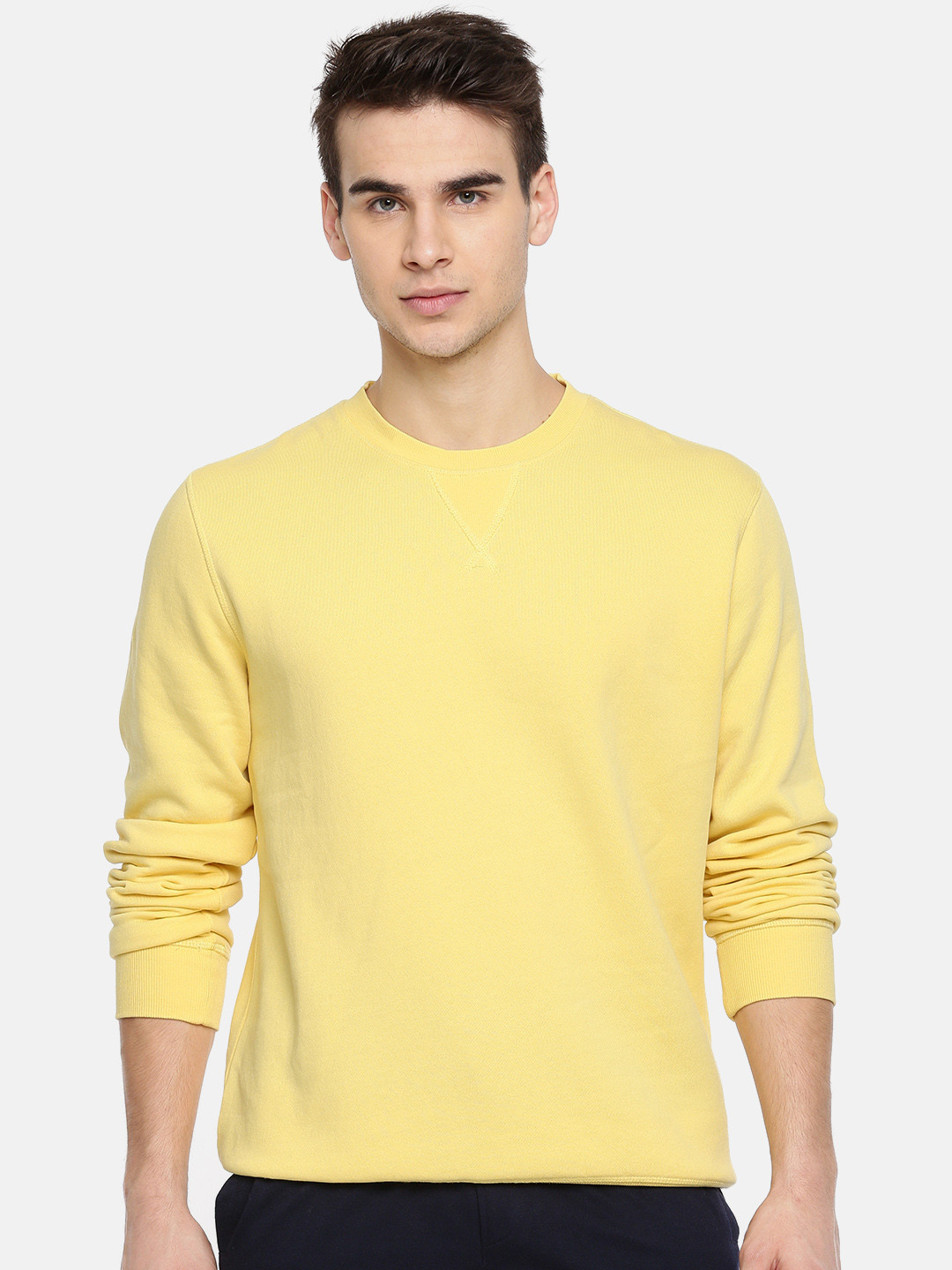 Buy FOREVER 21 Men Yellow Solid Sweatshirt - Sweatshirts for Men ...