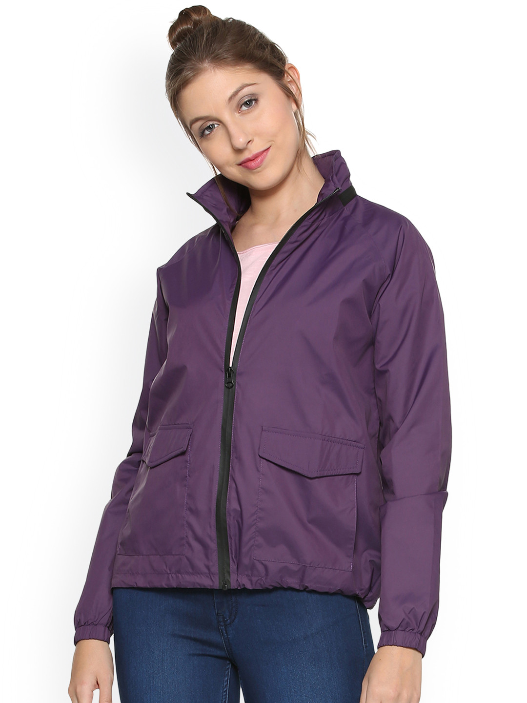 Buy People Women Purple Solid Open Front Jacket - Jackets for Women ...