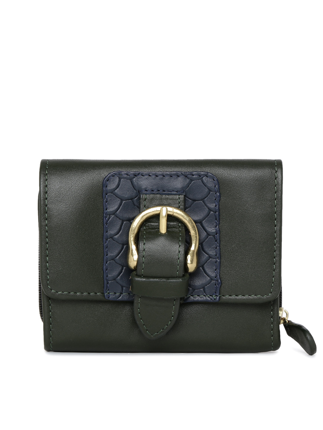 Buy Hidesign Women Olive Green Leather Solid Zip Around Wallet ...