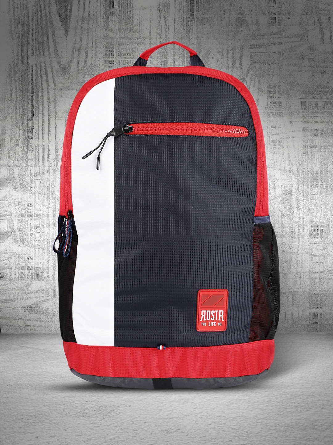 Buy Roadster Unisex Navy Blue & Red Colourblocked Backpack - Backpacks ...