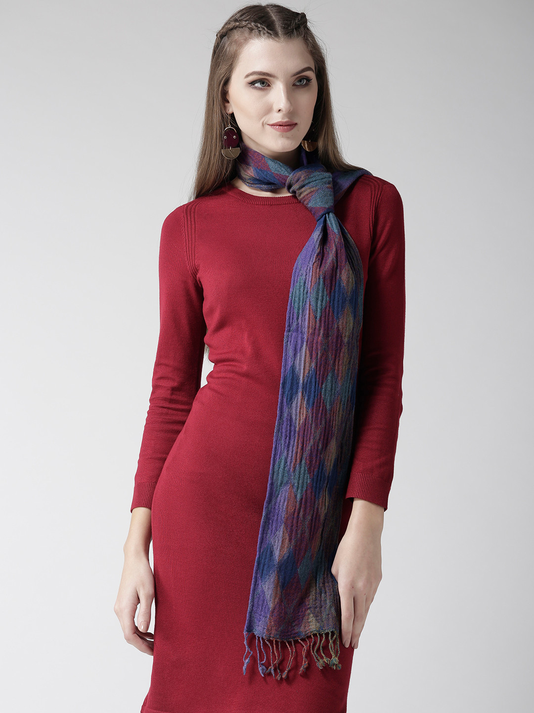 Buy Style Quotient Women Purple & Blue Woven Design Stole - Stoles for ...