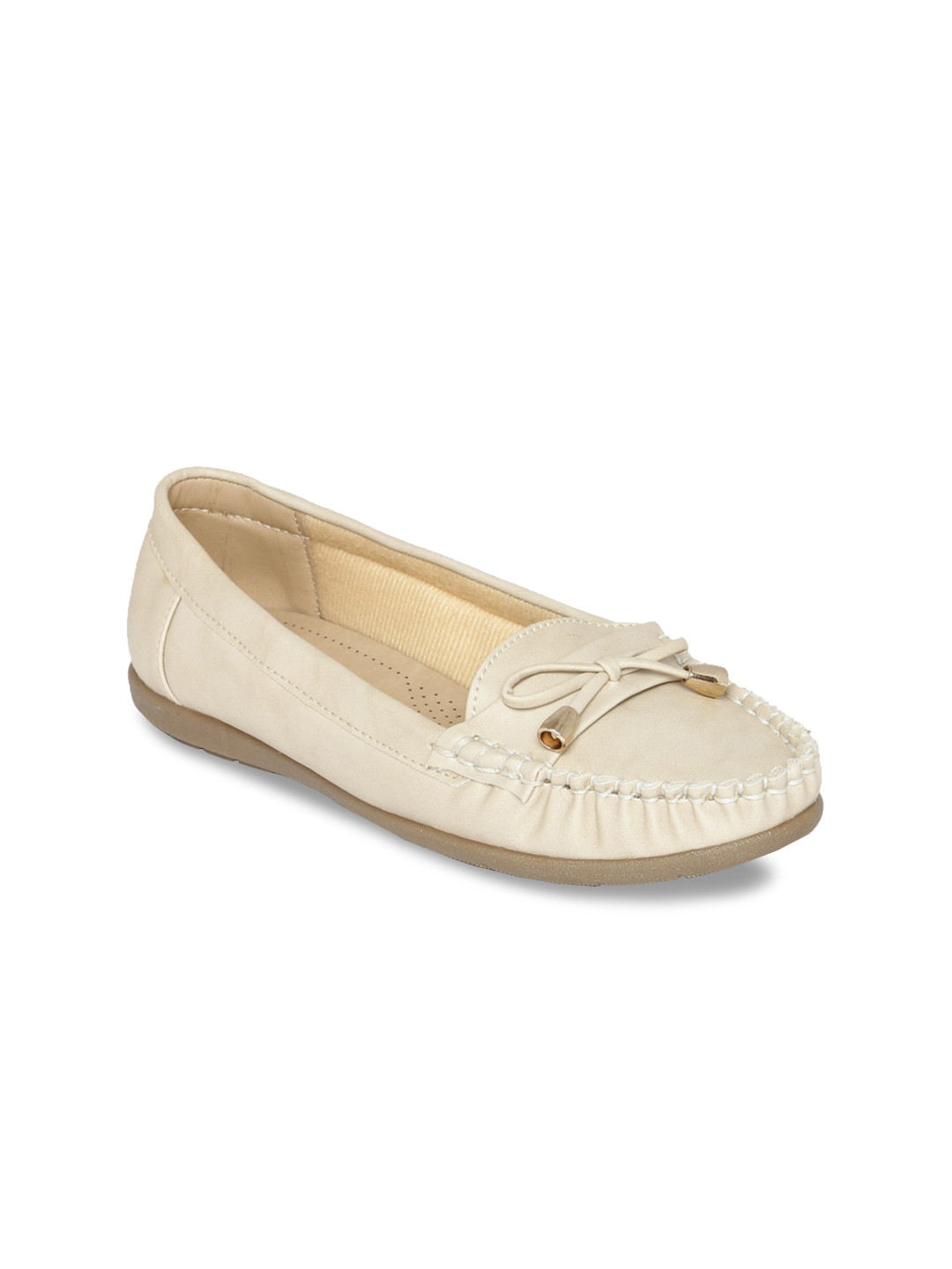 Buy Wood Brough Women Cream Coloured Loafers - Casual Shoes for Women ...