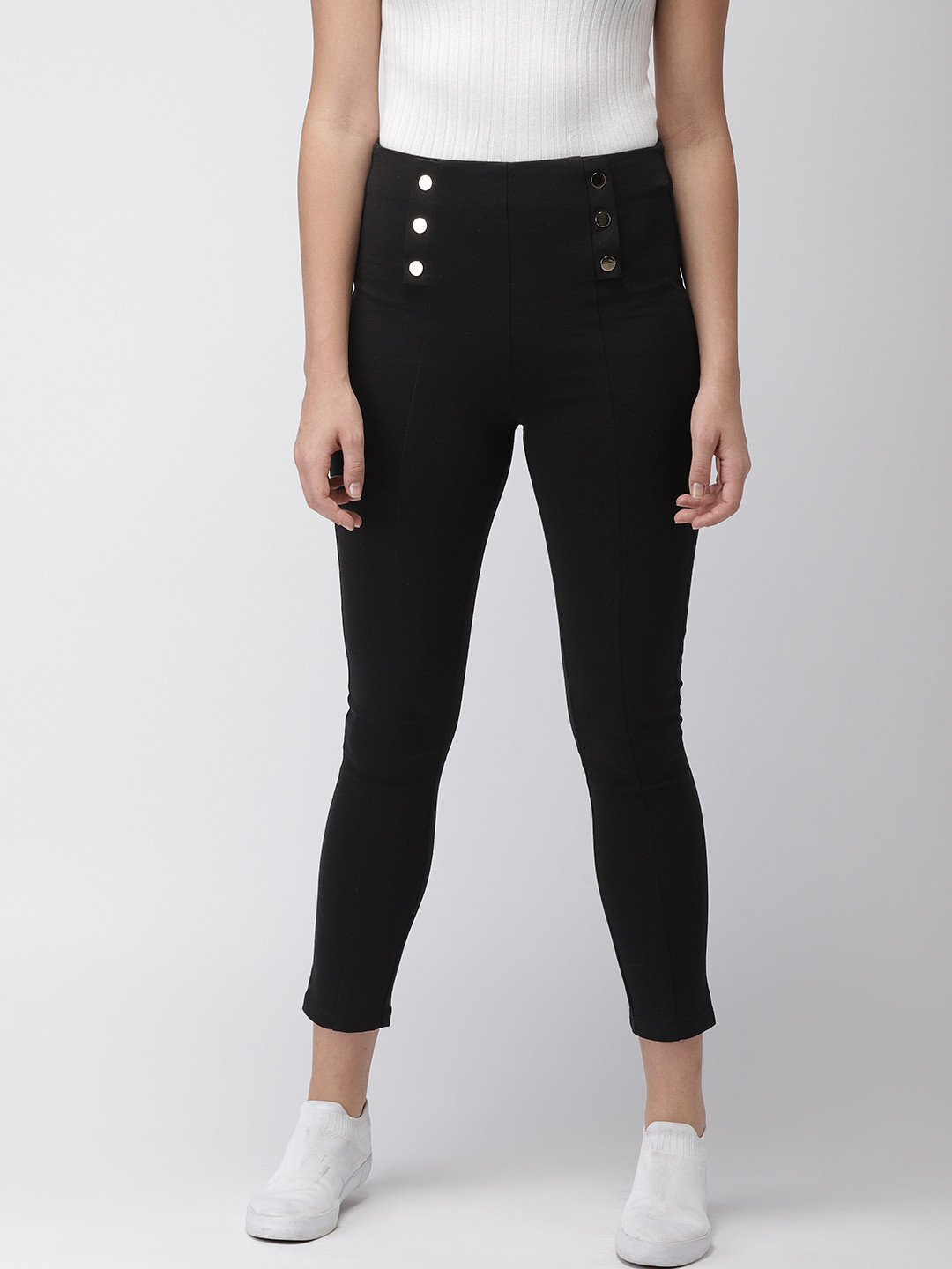 Buy FOREVER 21 Black Solid Treggings - Jeggings for Women 7789793 | Myntra
