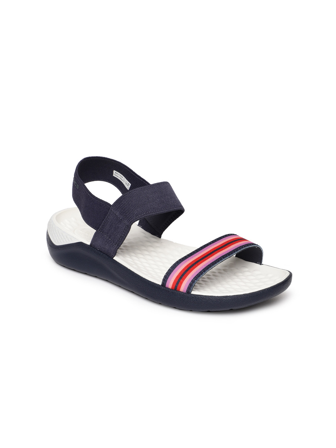 Buy Crocs Women Navy Blue Striped Open Toe Flats - Flats for Women ...