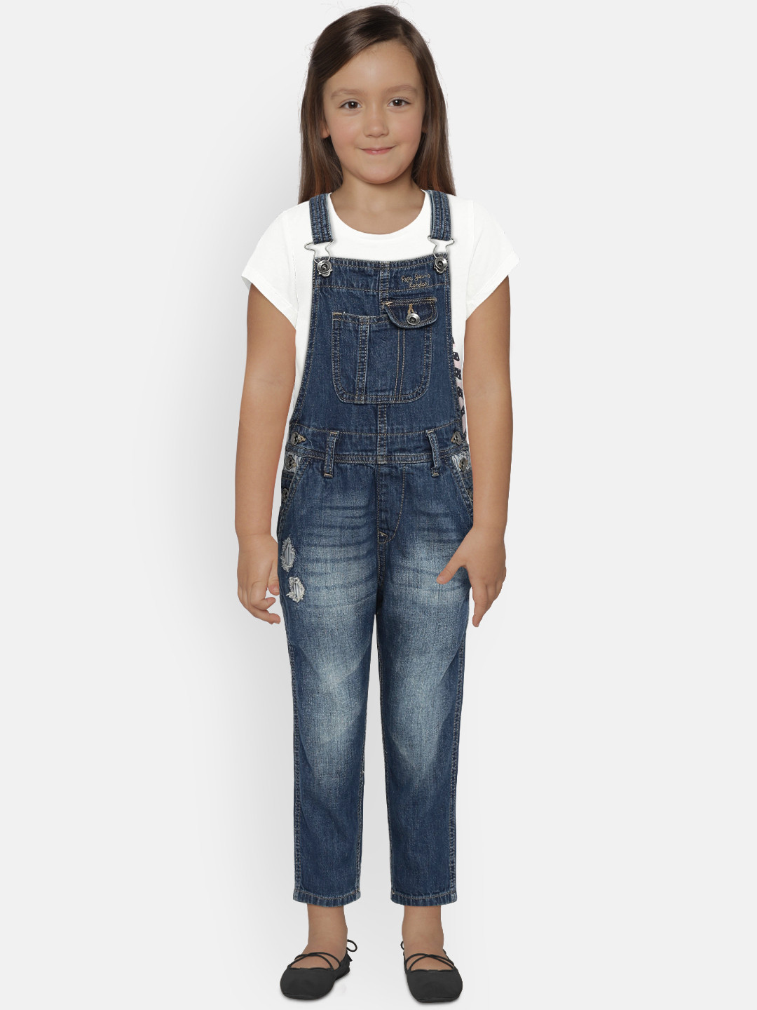 Buy Pepe Jeans Girls Blue Dungarees - Dungarees for Girls 7802095 | Myntra