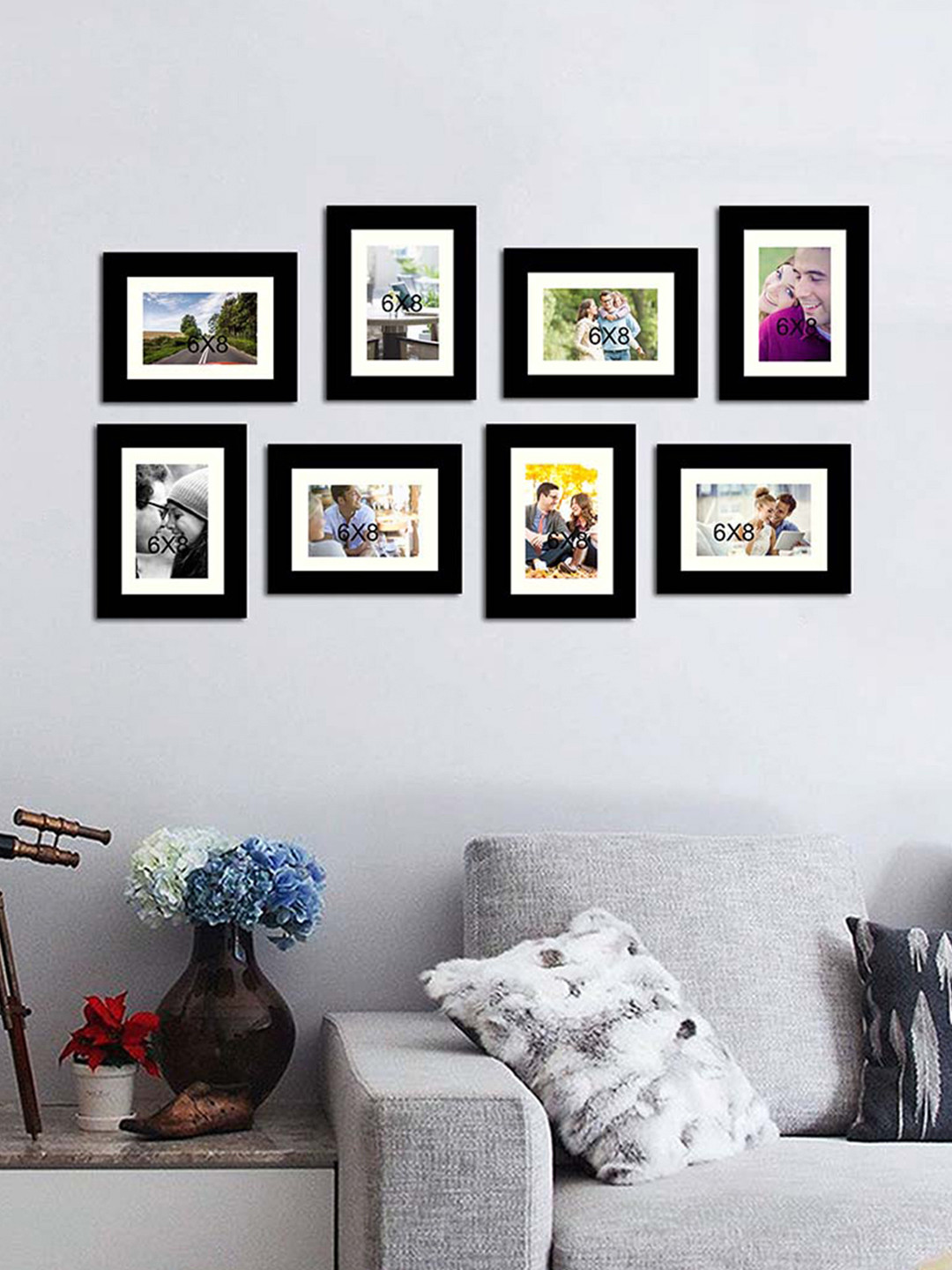 Buy Art Street Set Of 8 Black Wall Photo Frames - Photo Frames for ...