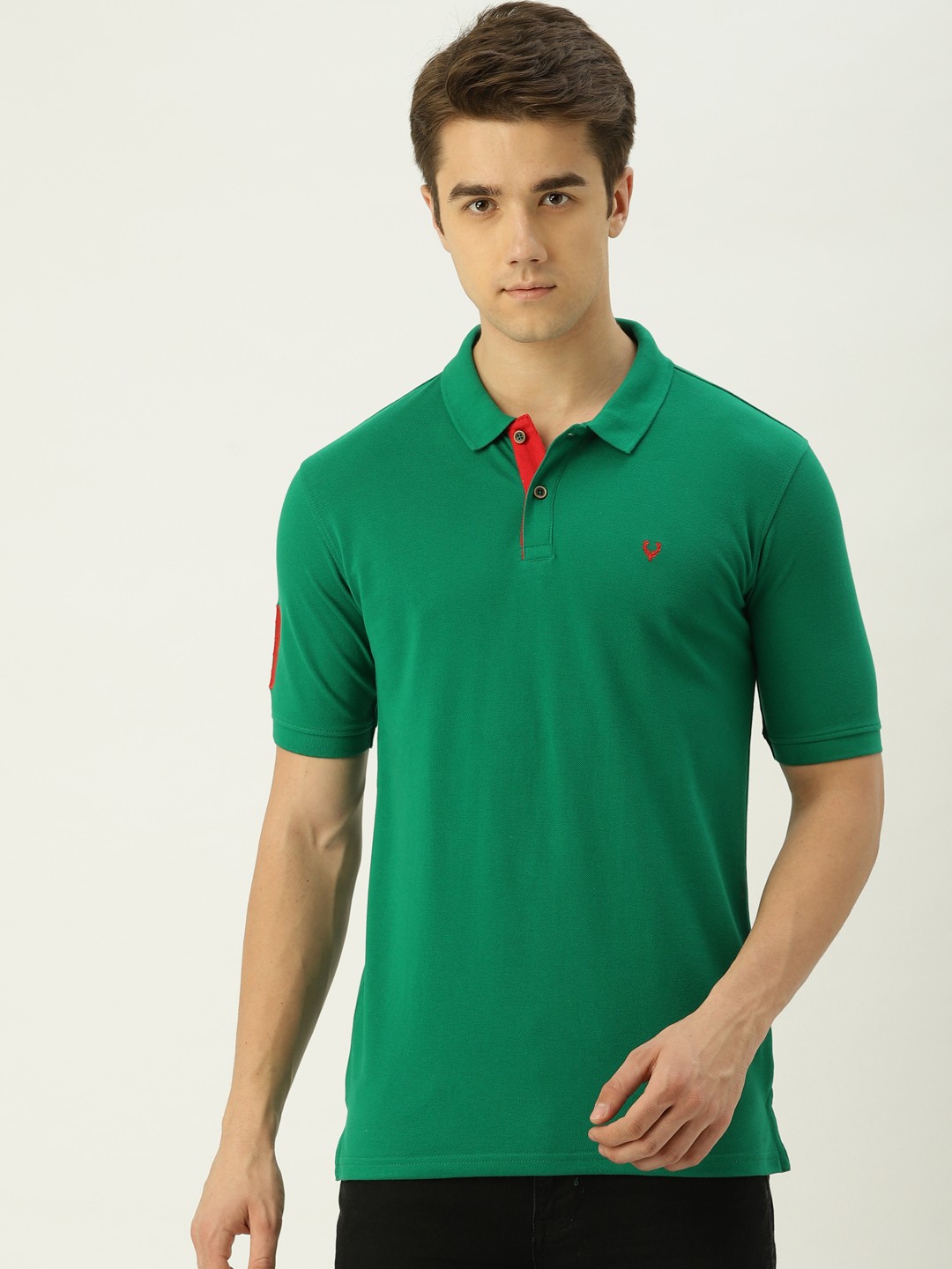 Buy Allen Solly Men Green Solid Polo Collar T Shirt Tshirts For Men