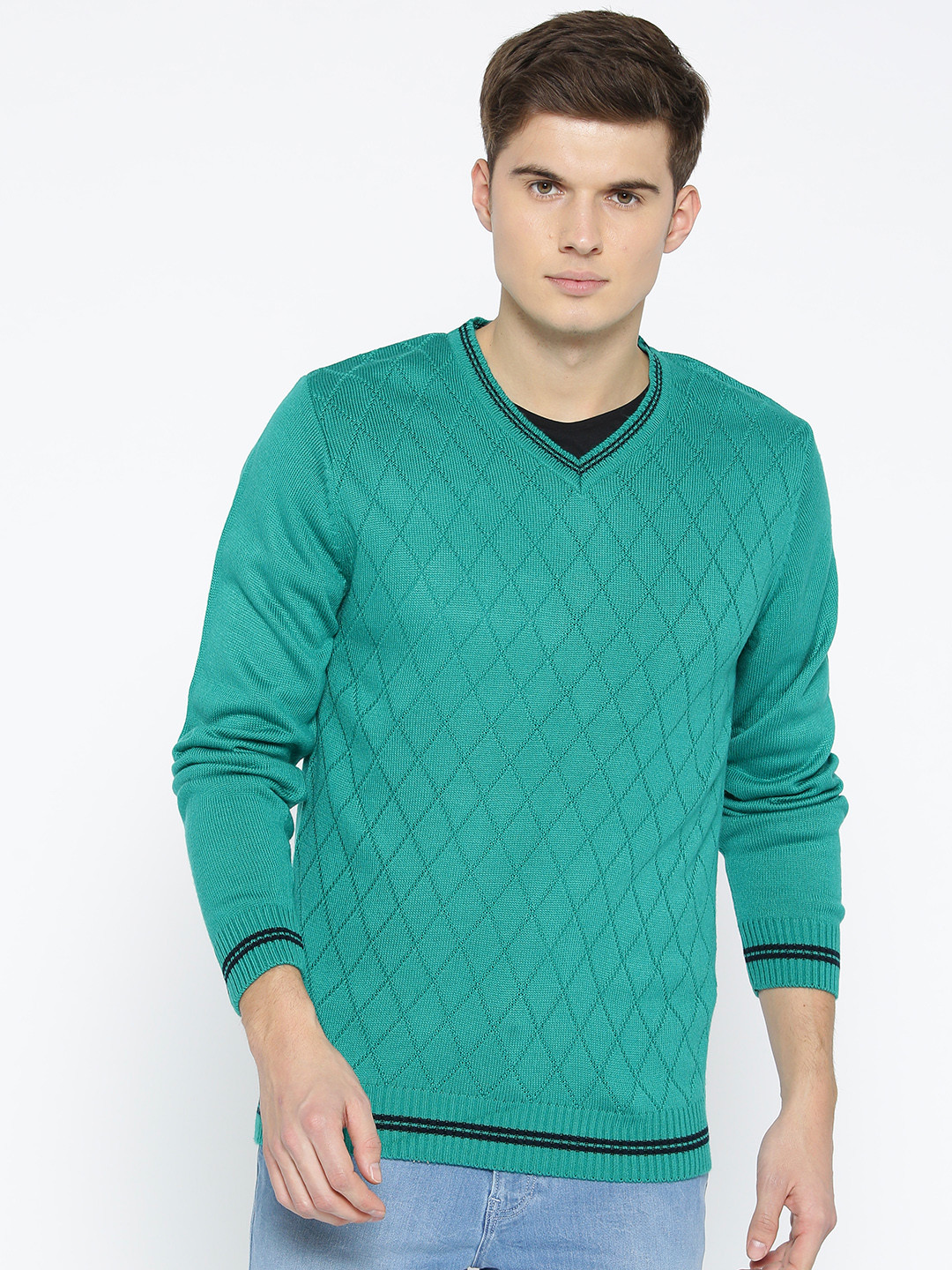 Buy American Eye Men Green Self Design Pullover - Sweaters for Men ...