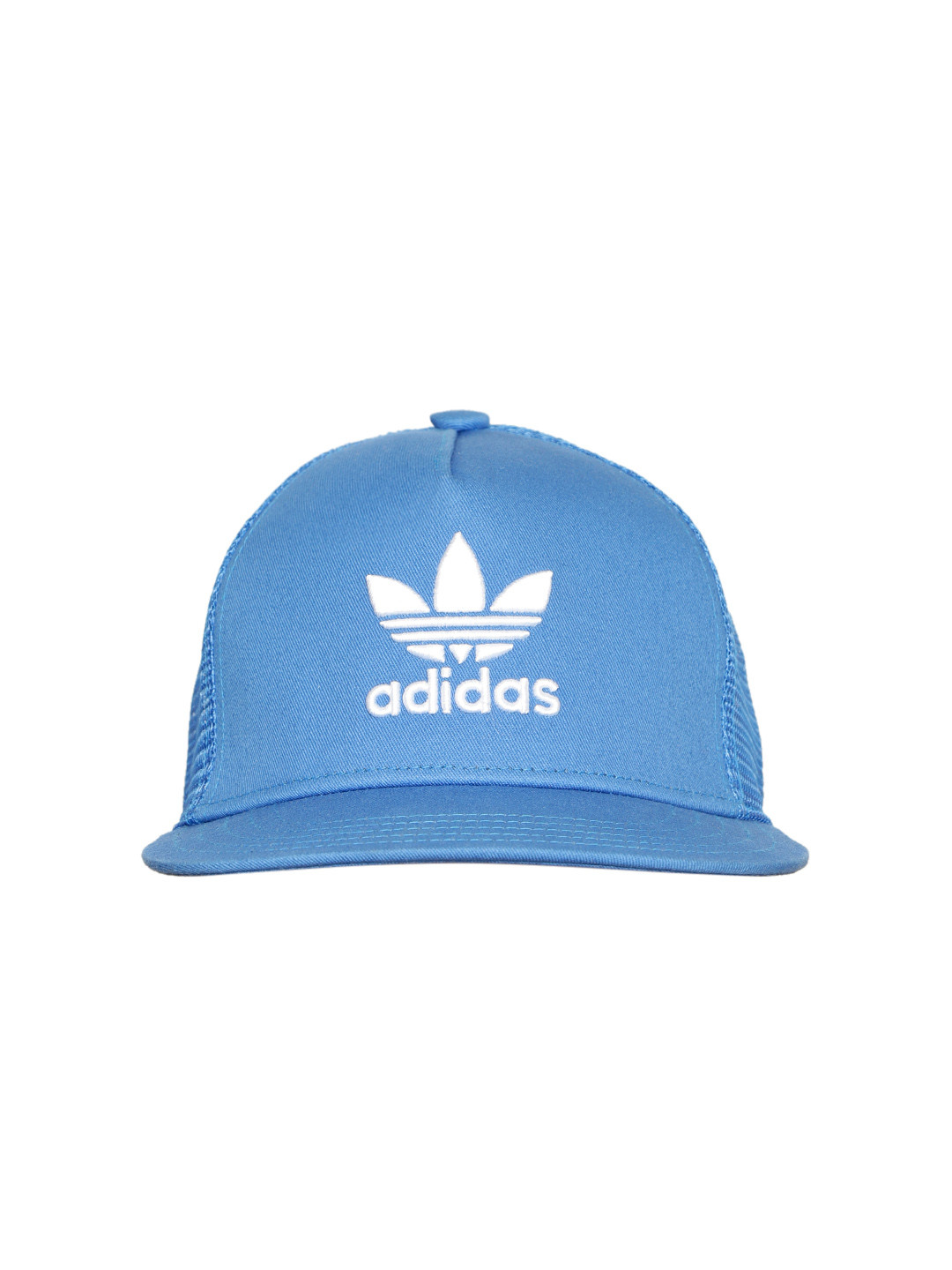 Buy ADIDAS Originals Unisex Blue Trefoil Trucker Embroidered Snapback ...